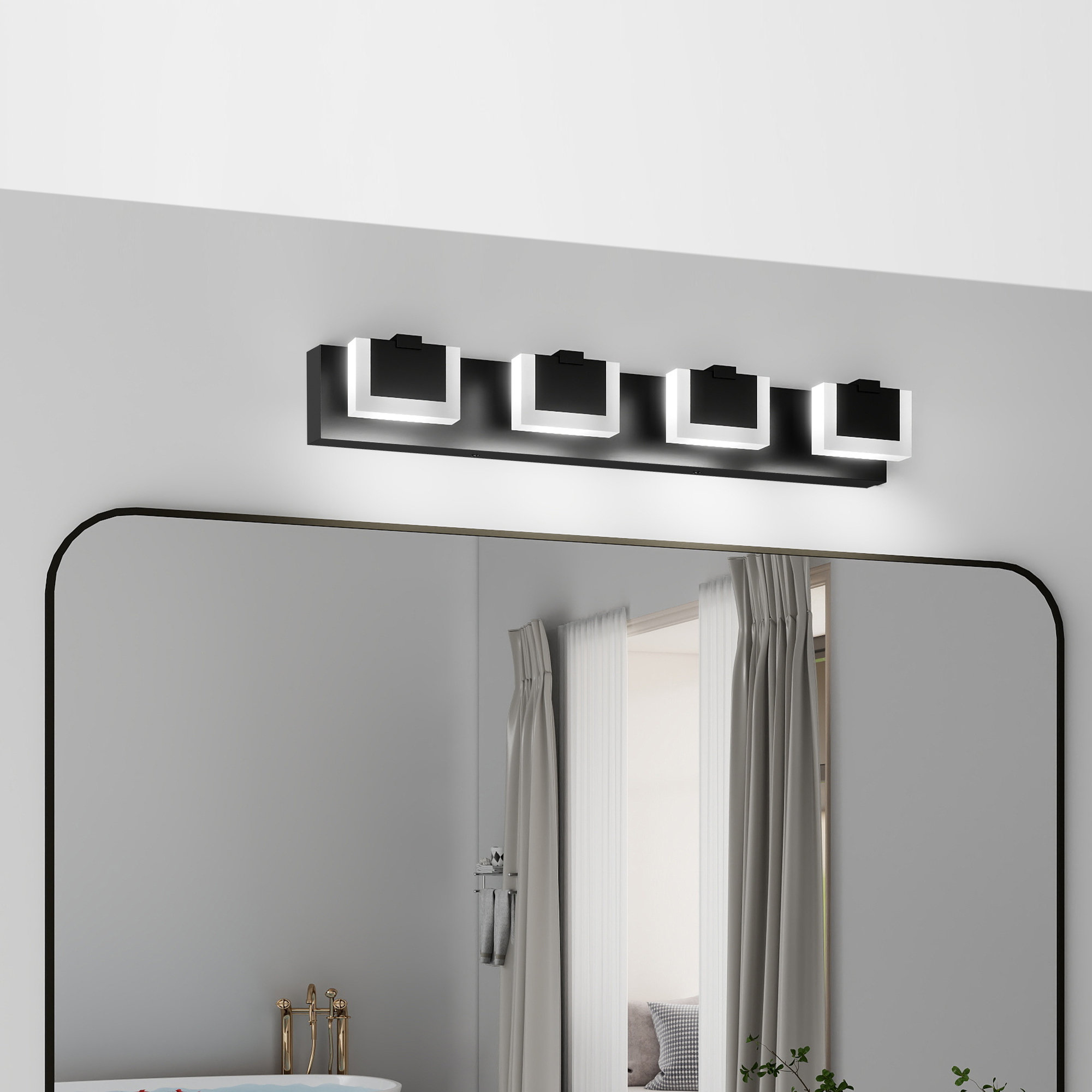 Ivy Bronx Led Wall Mounted Vanity Light Black Iron Modern Bathroom ...