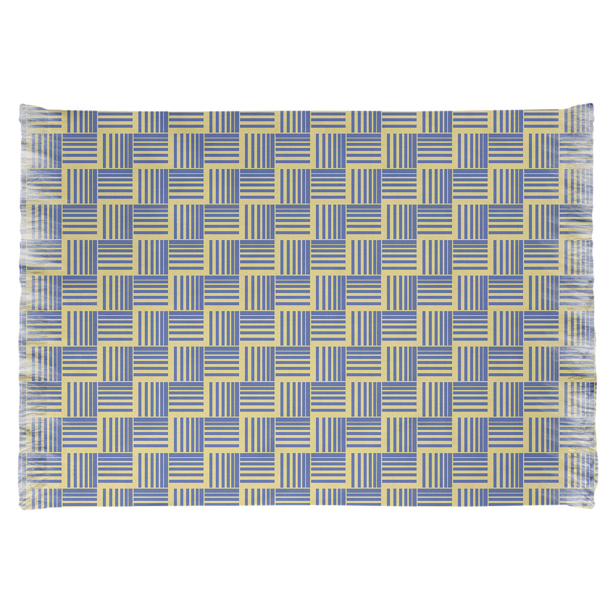 East Urban Home Basketweave Stripes Yellow/Blue Area Rug | Wayfair