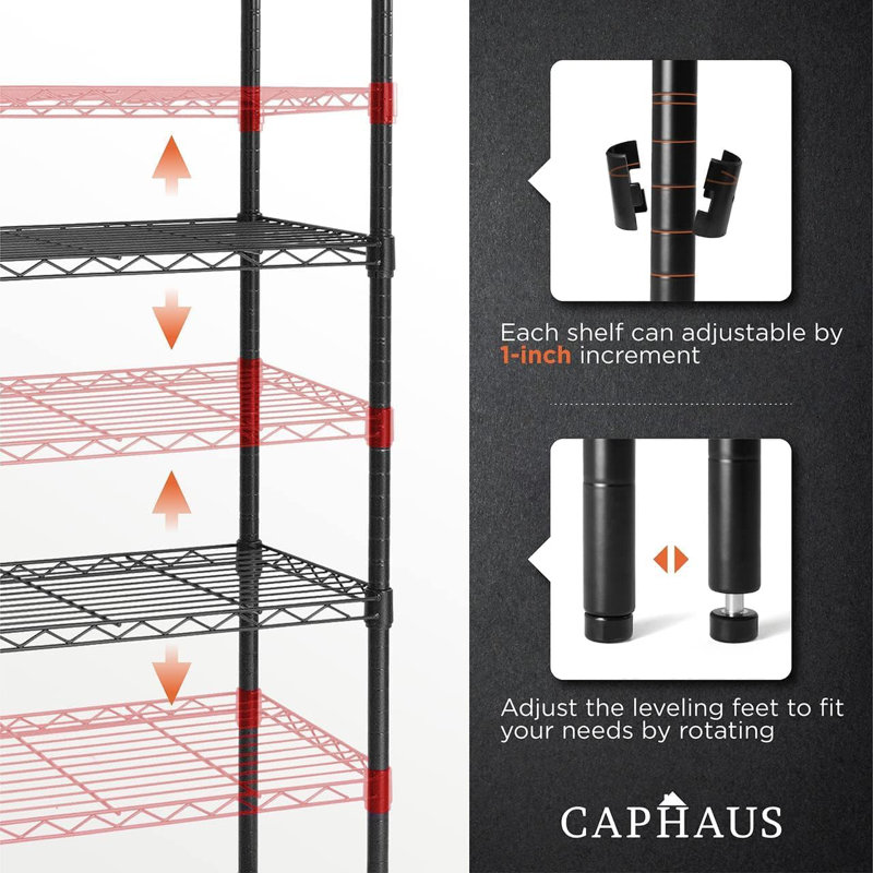 CAPHAUS Adjustable Height Wire Shelving Unit, Wire Rack, 4-Tier With ...