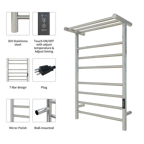 KWW Wall Mount Electric Towel Warmer with Shelf, Electric Stainless ...