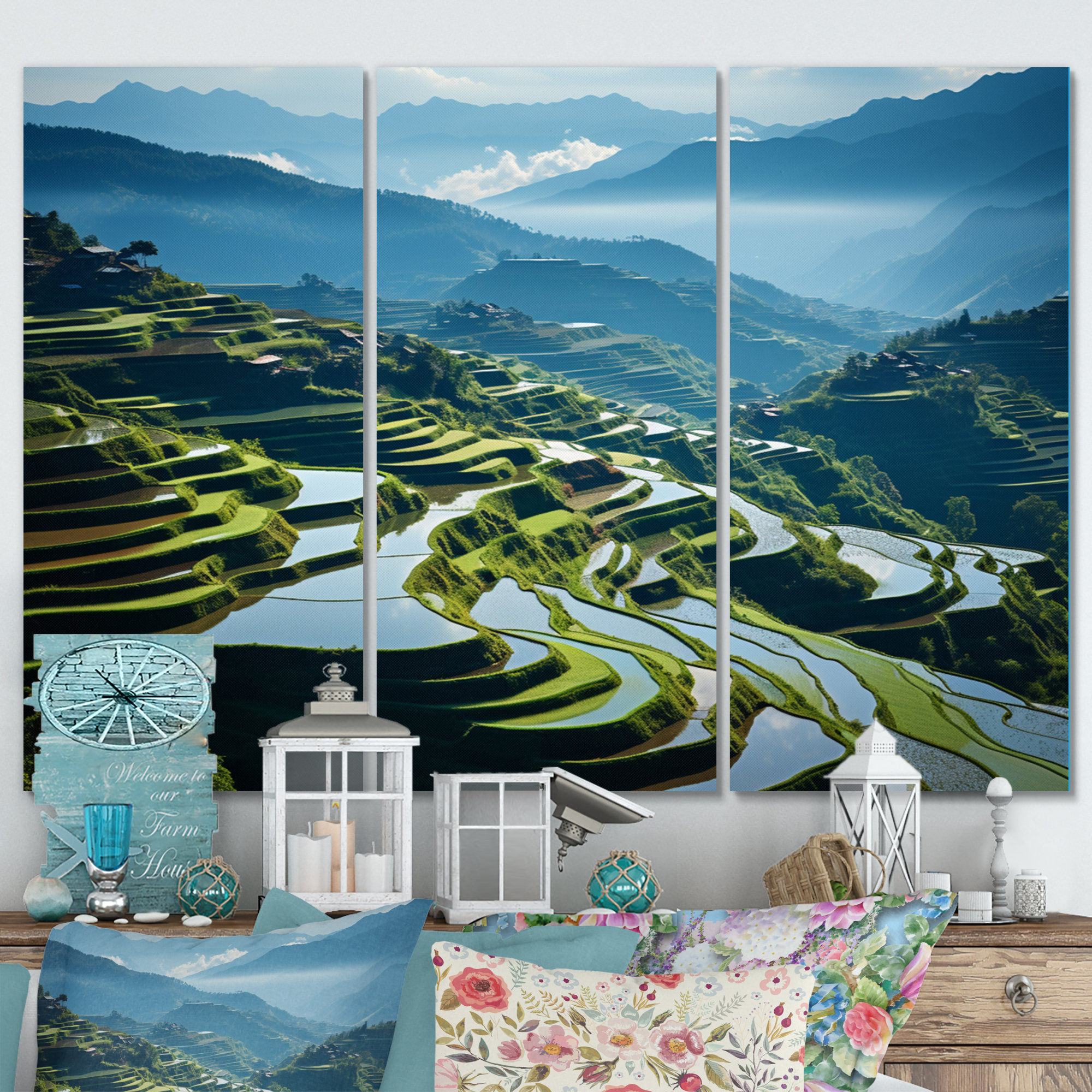 Millwood Pines China Azure Rice Terraces II - Chinese Metal Wall Decor ...