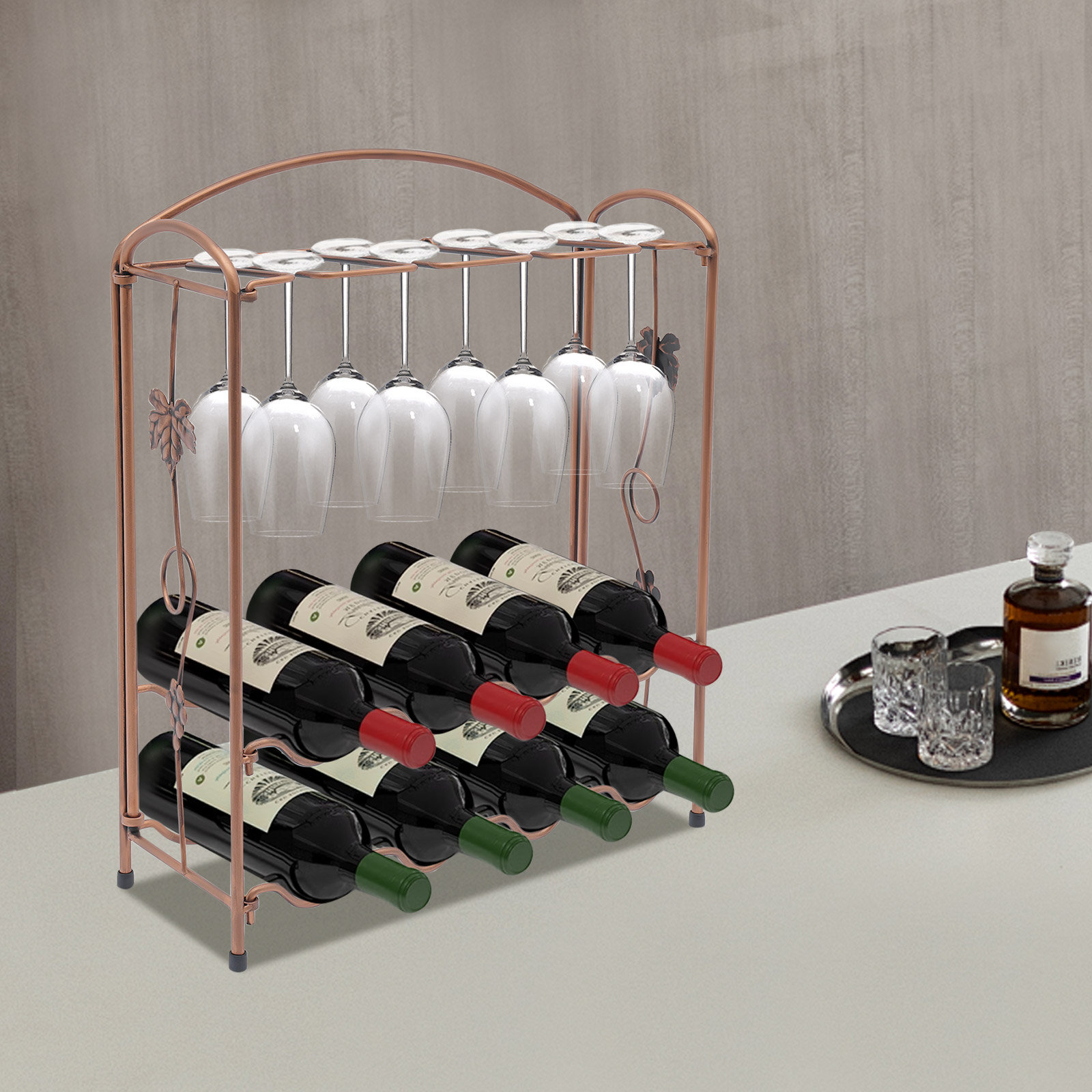 Winston Porter 3 Tiers Wine Rack Metal Wine Rack Freestanding Wine ...