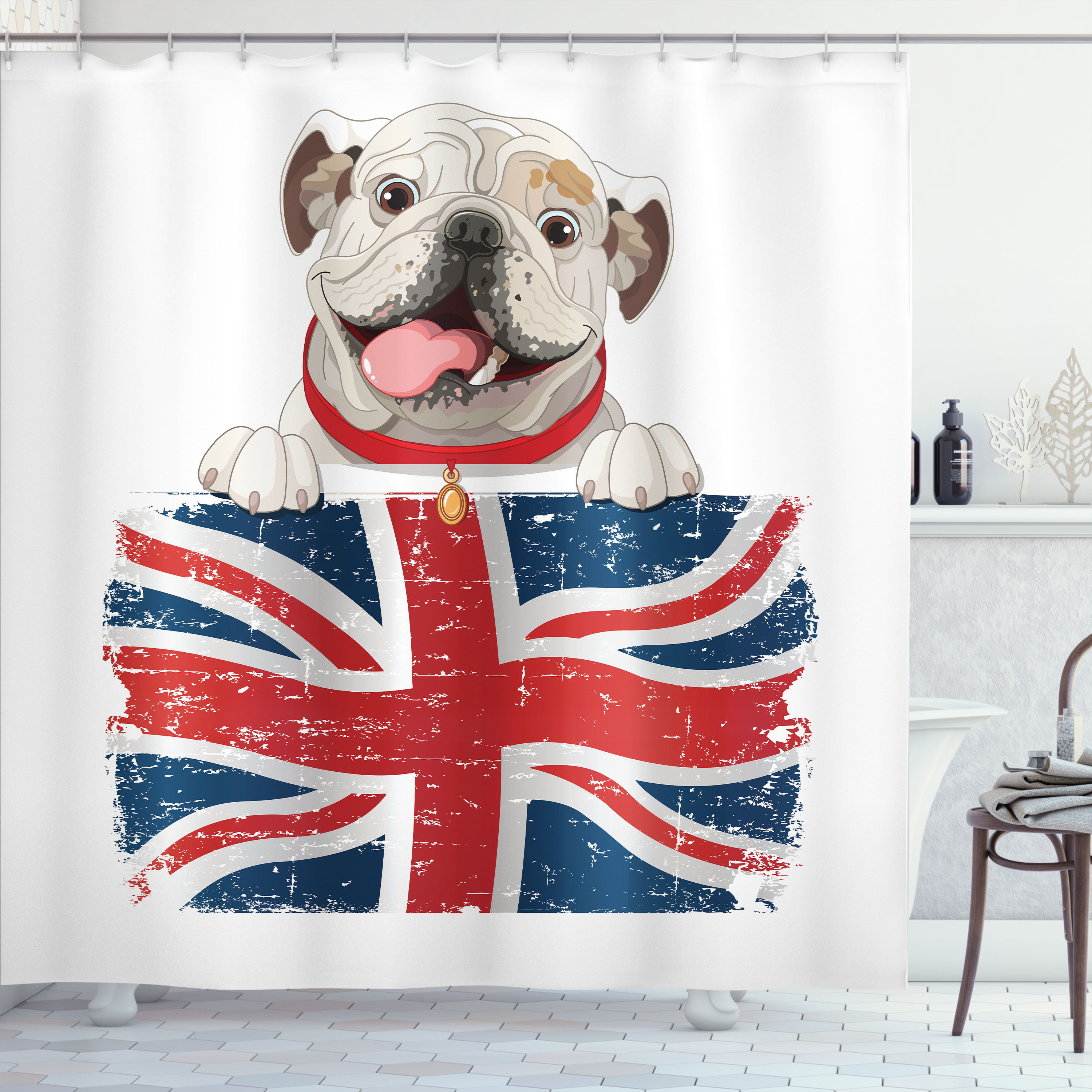 Latitude Run® English Bulldog Shower Curtain British Dog | Wayfair