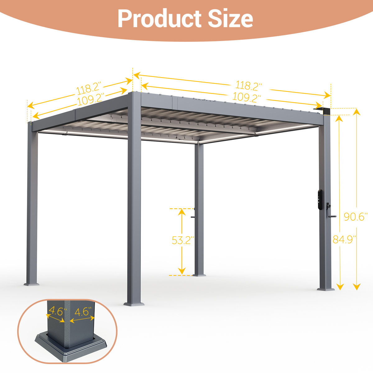 Aok Garden Outdoor Louvered Pergola, Full Aluminum Frame with ...