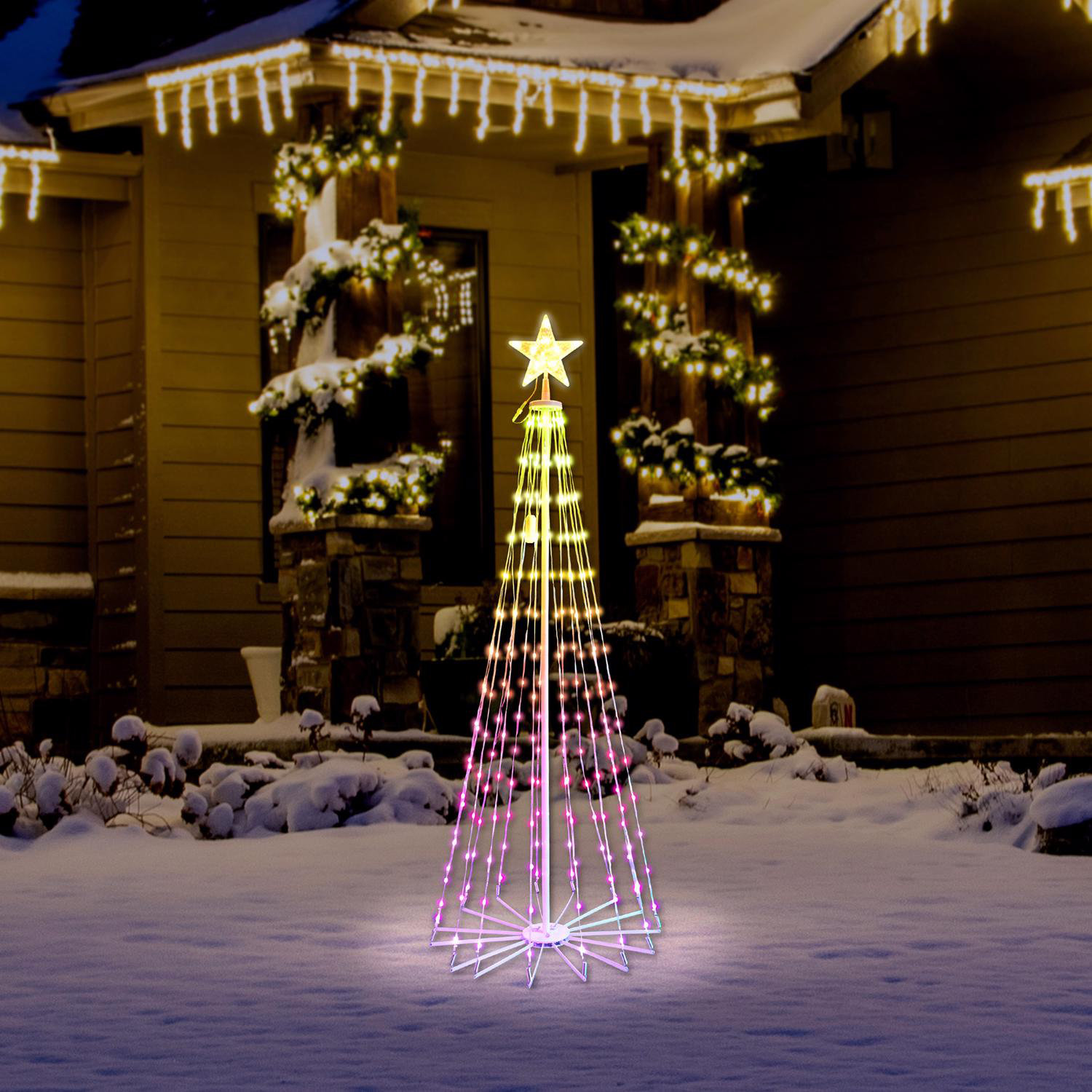 The Holiday Aisle® LED Multi Straight Frame Dancing Tree Yard Decor ...