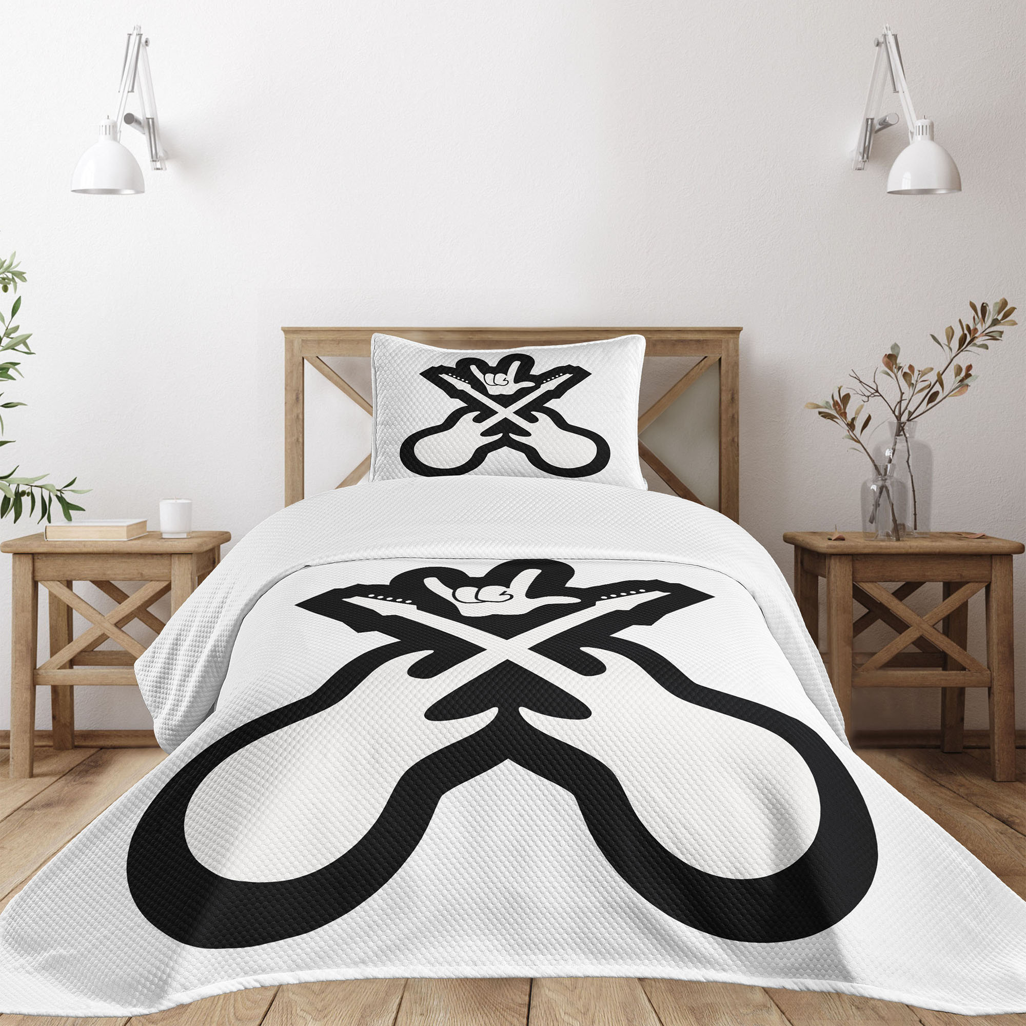 Ambesonne Ambensonne Rock Music Guitars Hand Black White | Wayfair