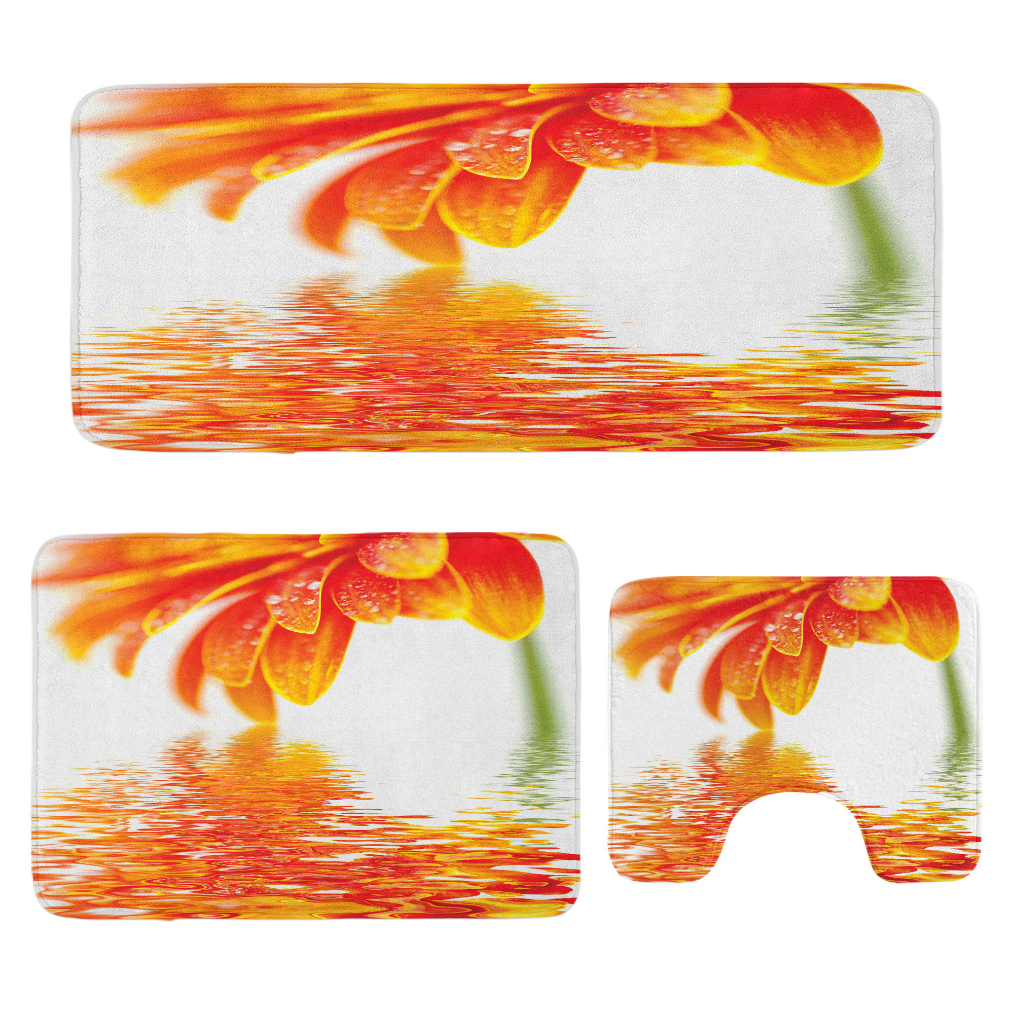 East Urban Home Flower Bathroom Rug Set 3 Pieces U-Shape & Rectangle ...