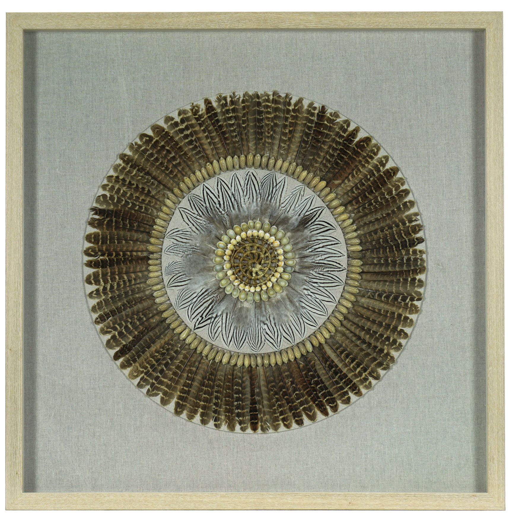 Dakota Fields Feather and Shell Wreath Shadow Box Wall Décor | Wayfair
