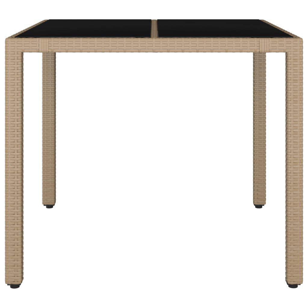 Latitude Run® Garden Table With Glass Top Beige Poly Rattan, Tempered ...