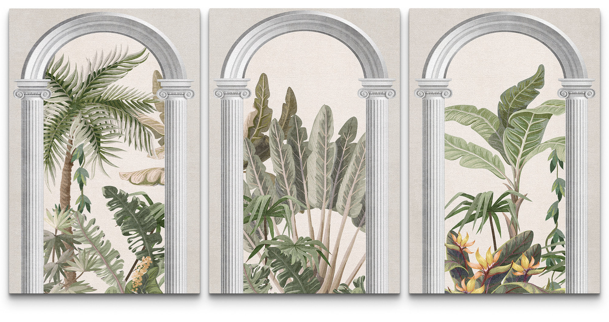 IDEA4WALL Elegant Botanical Archway Garden with Palm Trees and Greenery ...