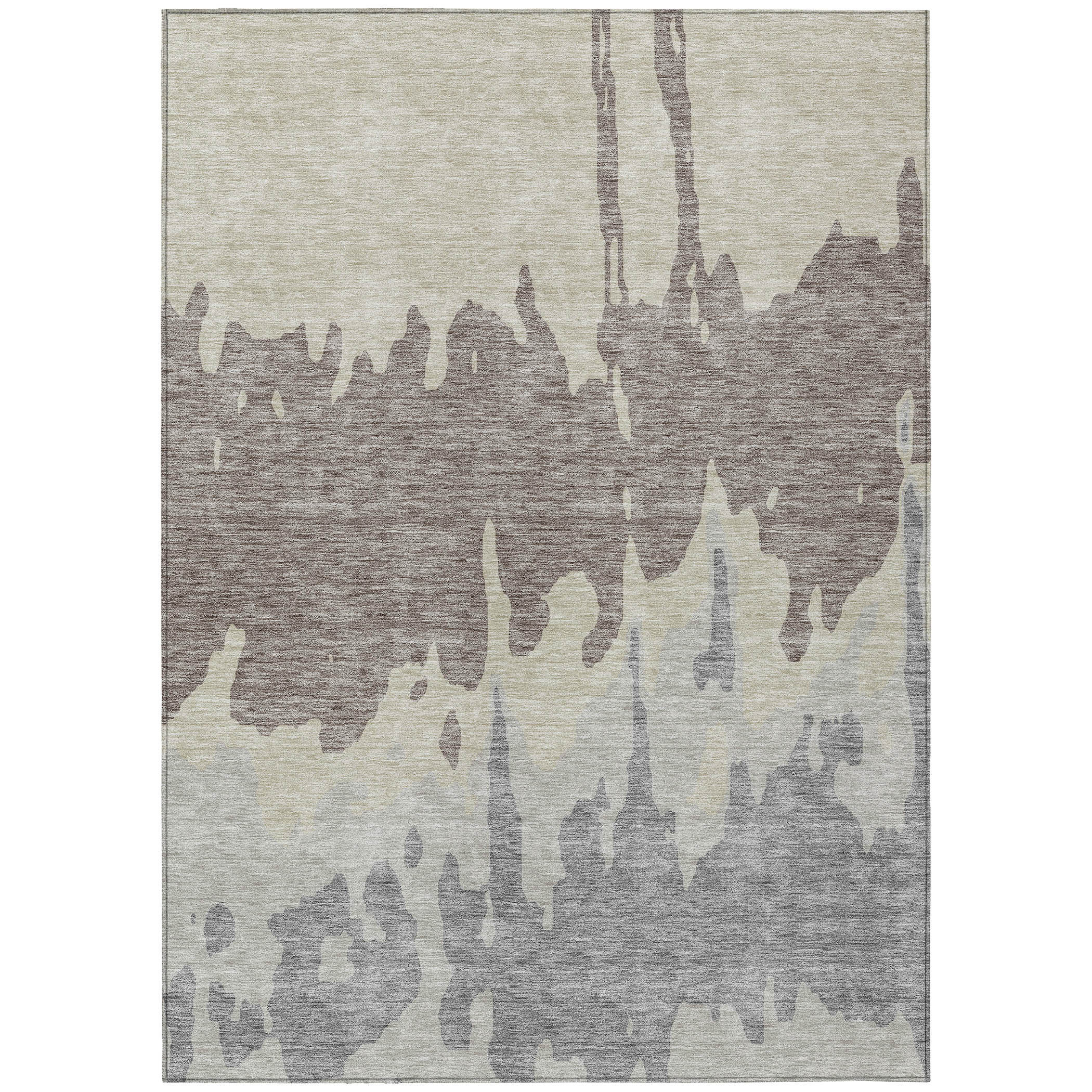 Orren Ellis Everette 10' X 14' Taupe And Beige Abstract Washable Indoor ...