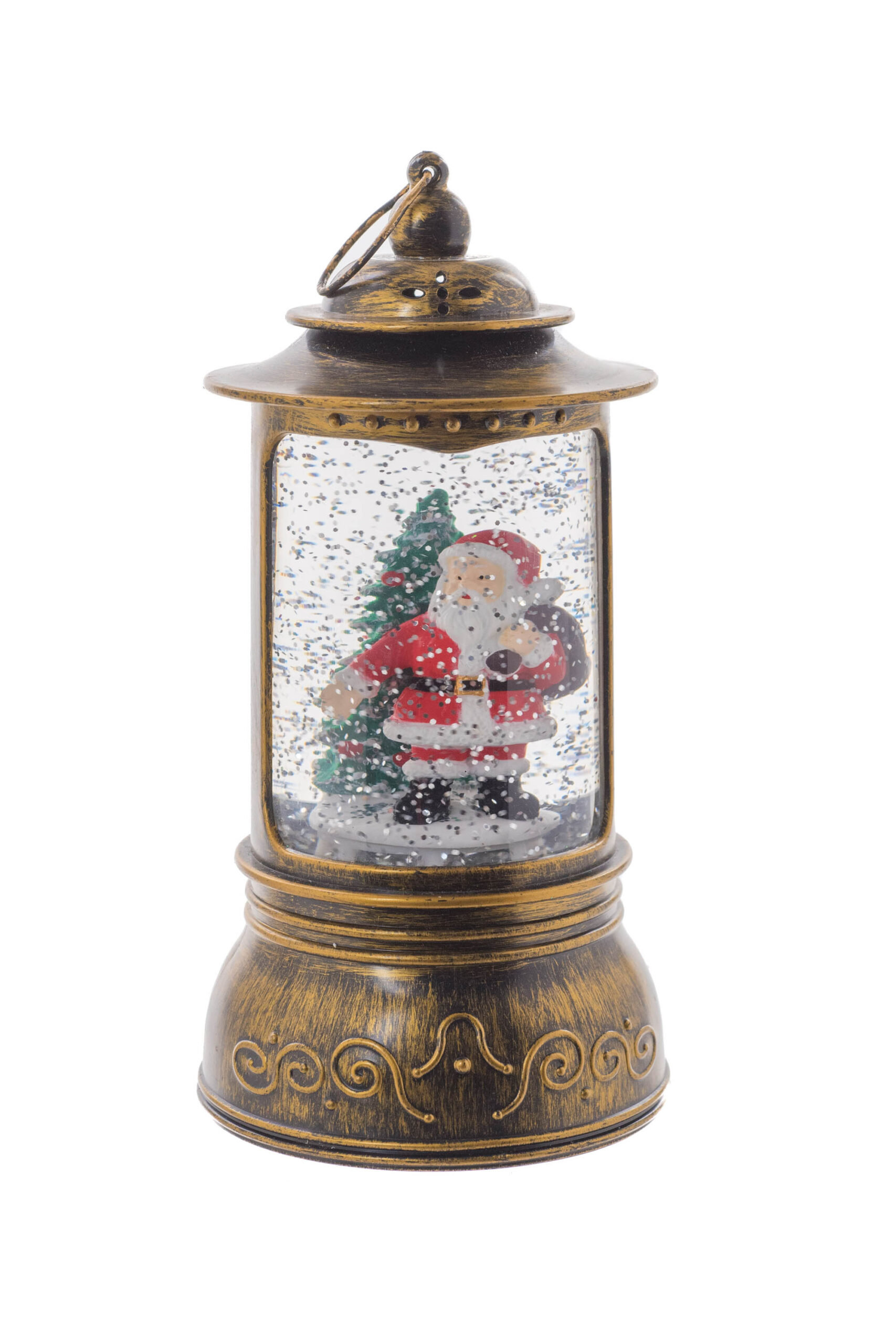 The Holiday Aisle® Brass Plastic Oil Lantern LED Snow Globe with Santa ...