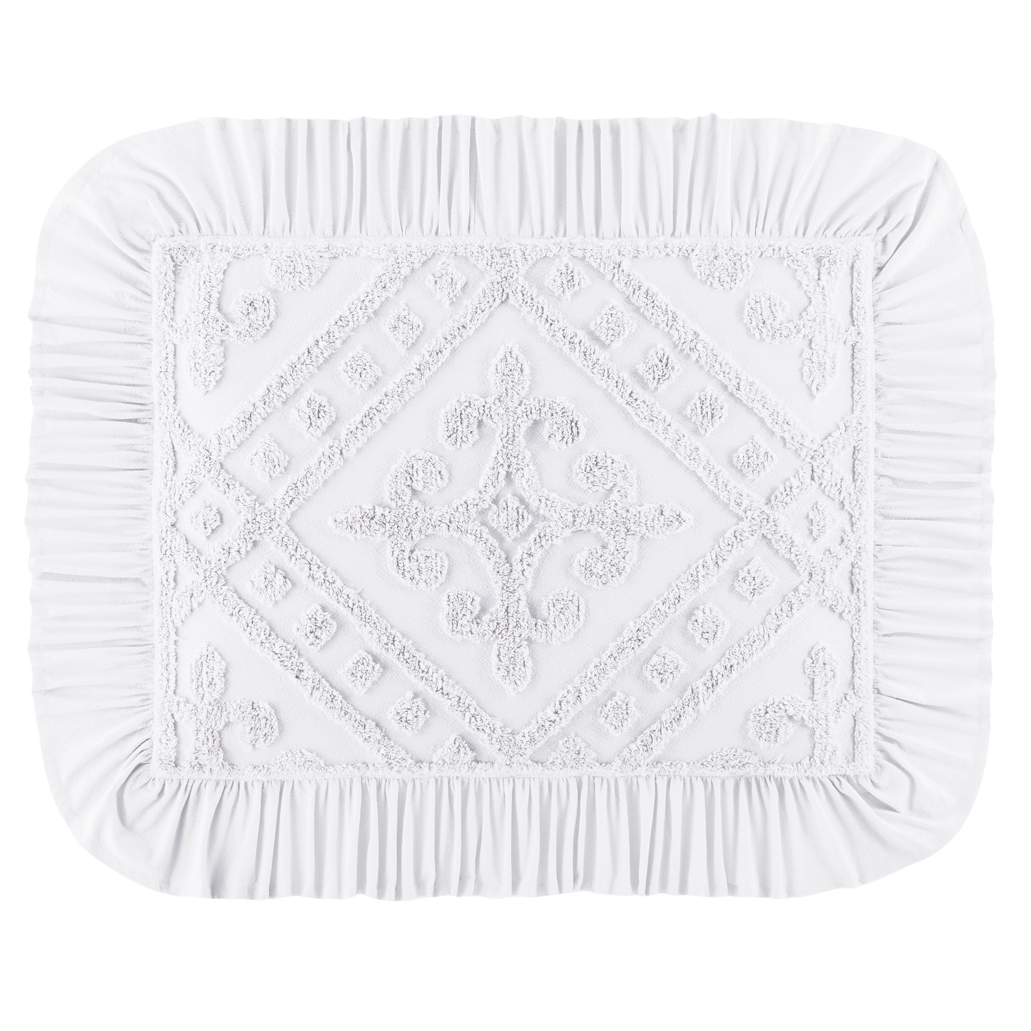 Winston Brands Elegant Ruffled Chenille Textured Diamond Pillow Sham ...