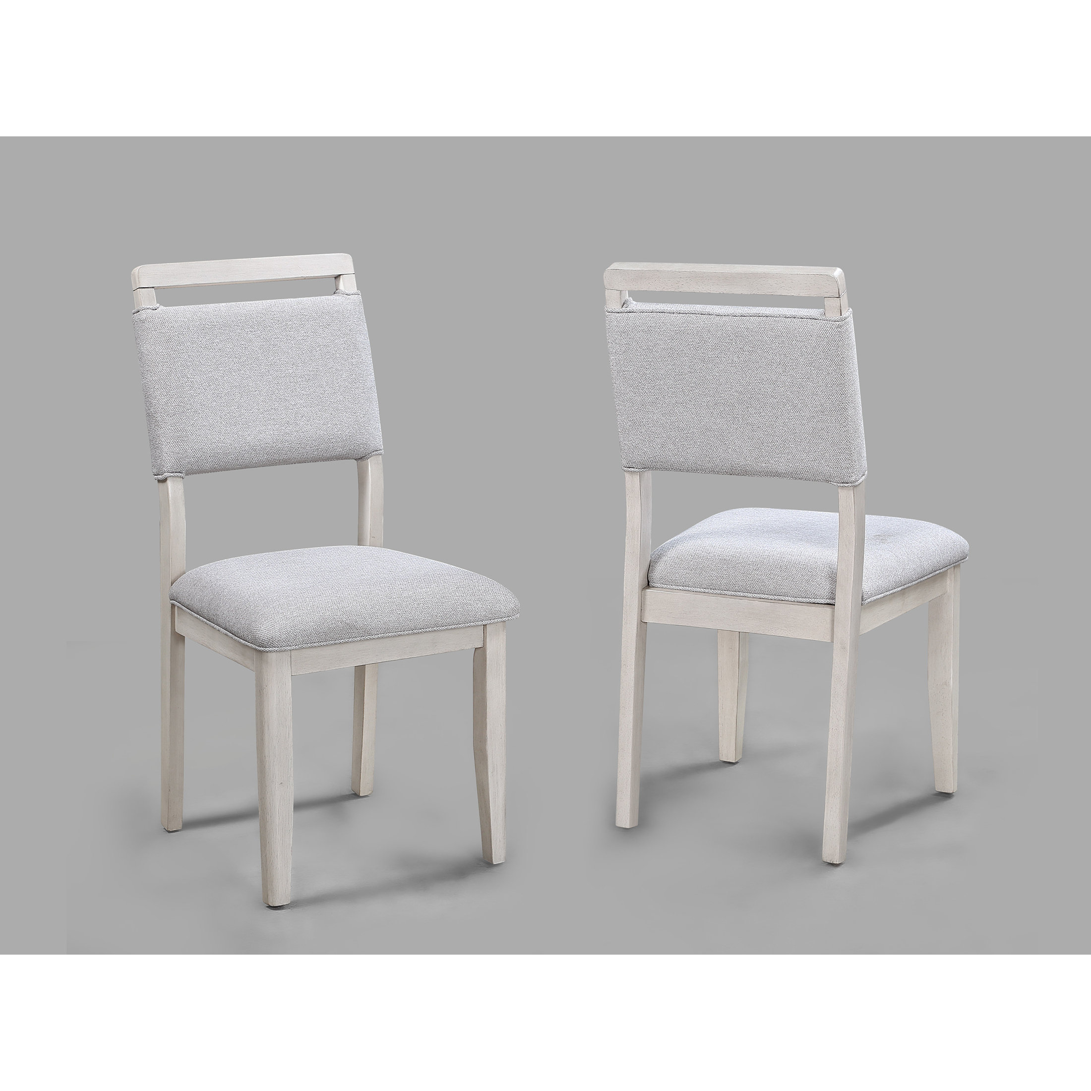Gracie Oaks Set of 2 White Light Gray Upholstered Dining Chairs - Solid ...
