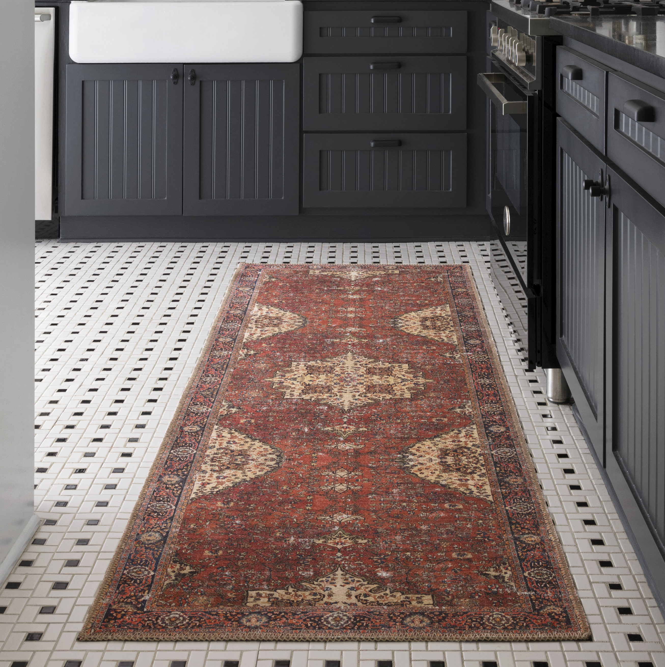 Fleur De Lis Living Cormac Oriental Red/Navy Area Rug & Reviews | Wayfair