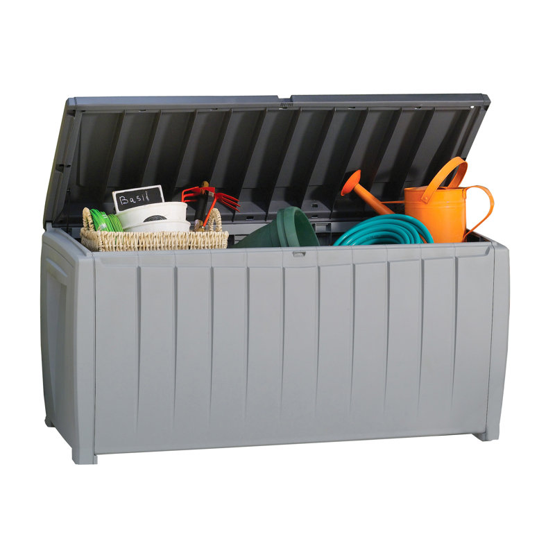 Keter Novel 90 Gallon Durable Resin Outdoor Storage and Organization ...