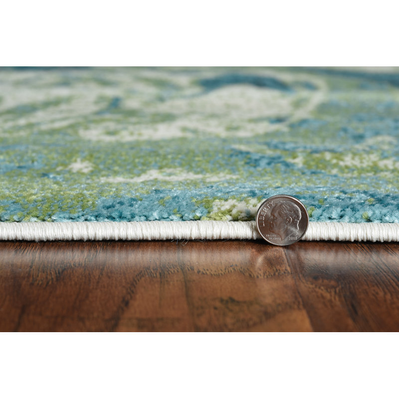 Wrought Studio™ Strouth Abstract Teal Area Rug & Reviews | Wayfair