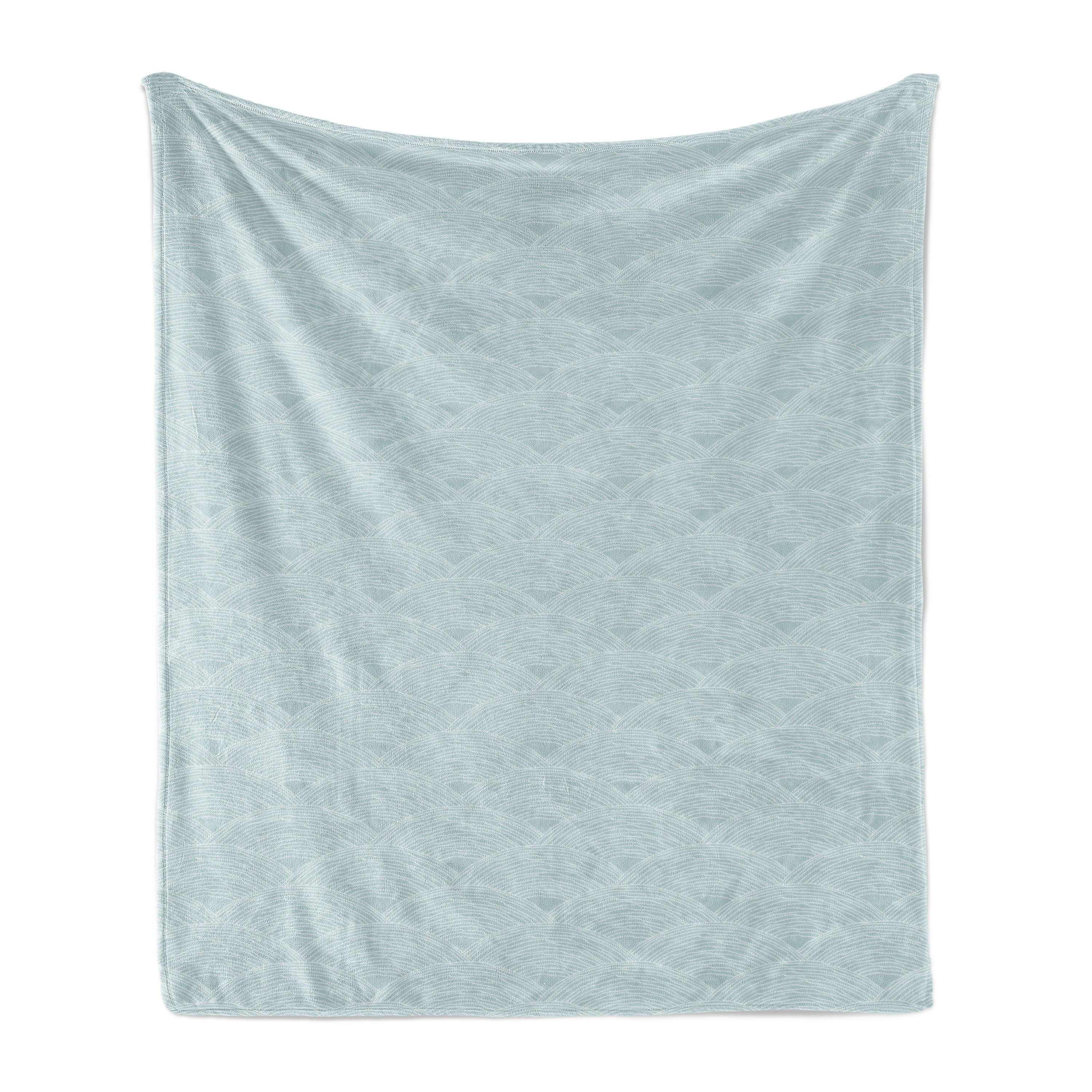 Ambesonne Fish Scale Fleece Throw Blanket Doodle Waving Lines Pale Blue ...