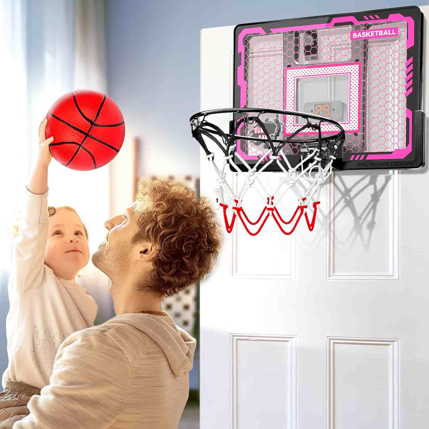 JETEHO Indoor Basketball Hoop Toy With Scoreboard And 4 Balls ...