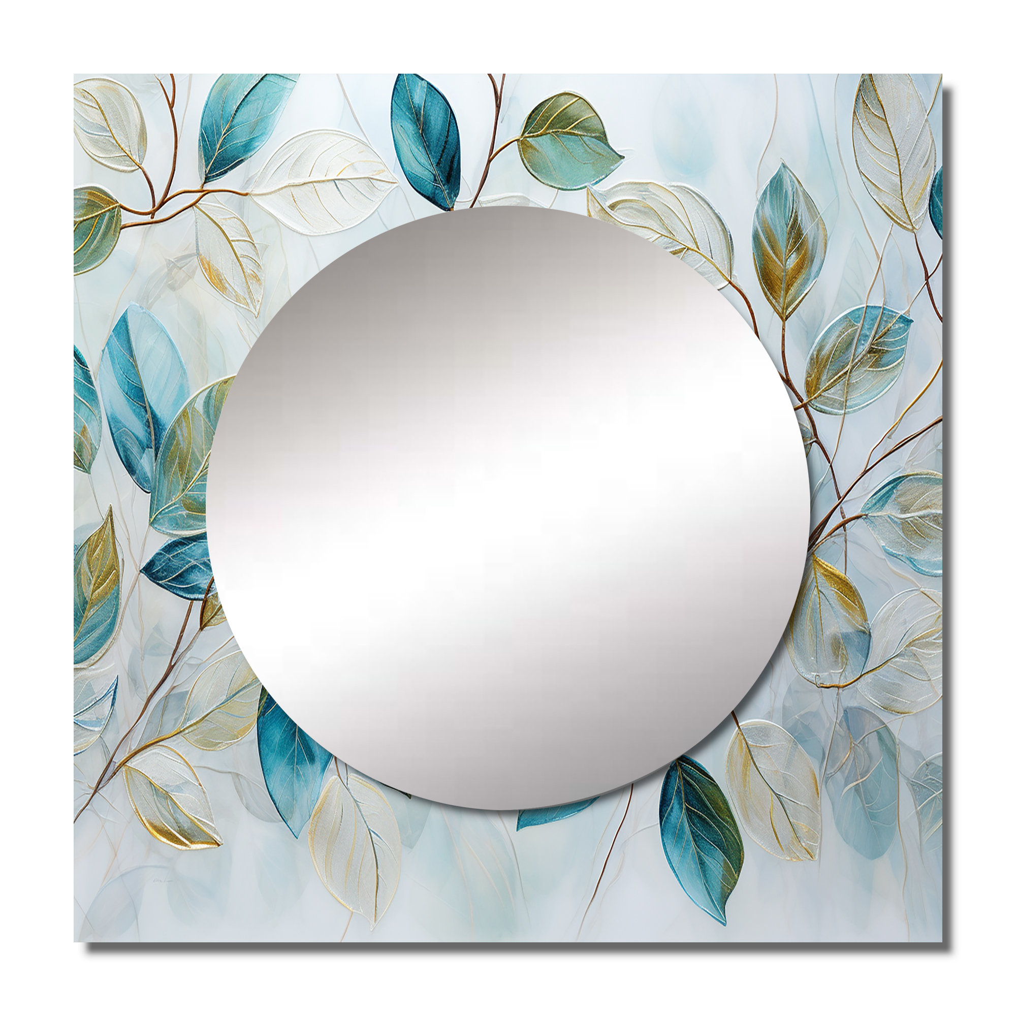 East Urban Home Lendell - Leaves Square Mirror Wall Art For Bathroom ...