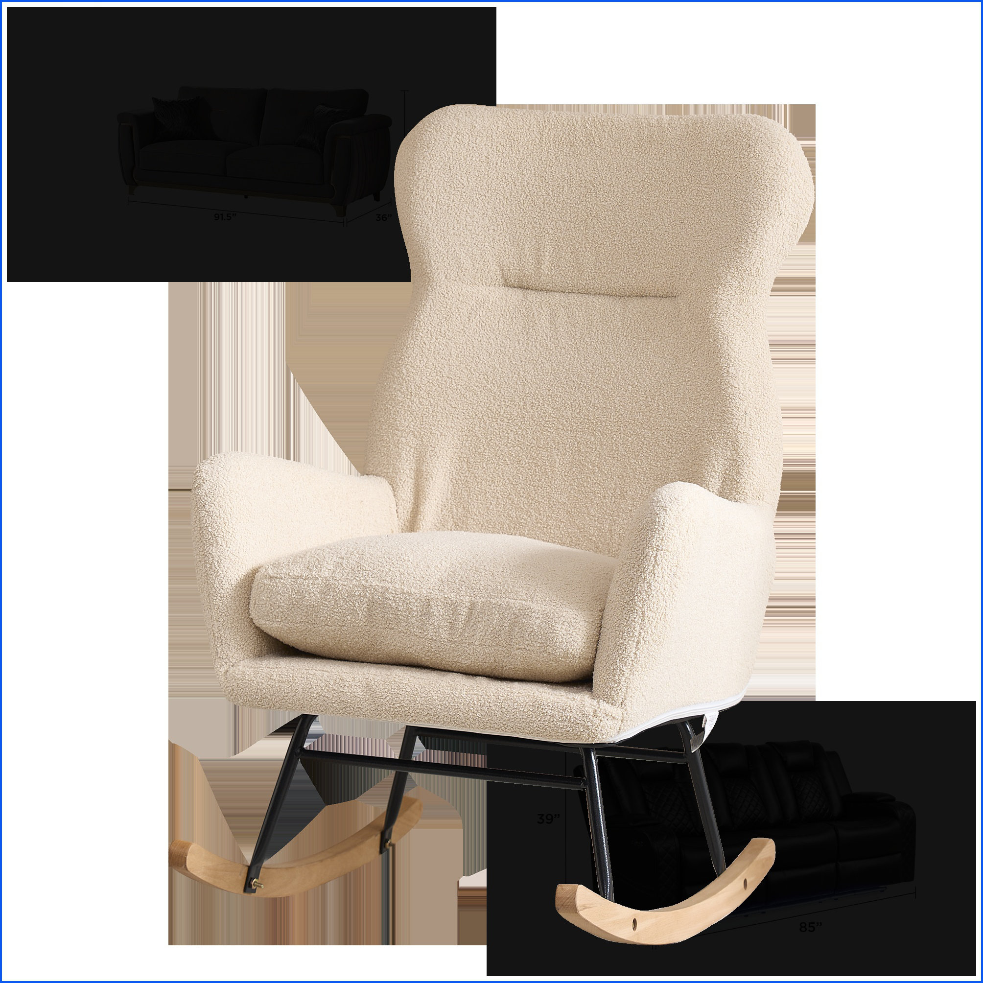 Corrigan Studio® Modern Teddy Rocking Chair with High Backrest â ...