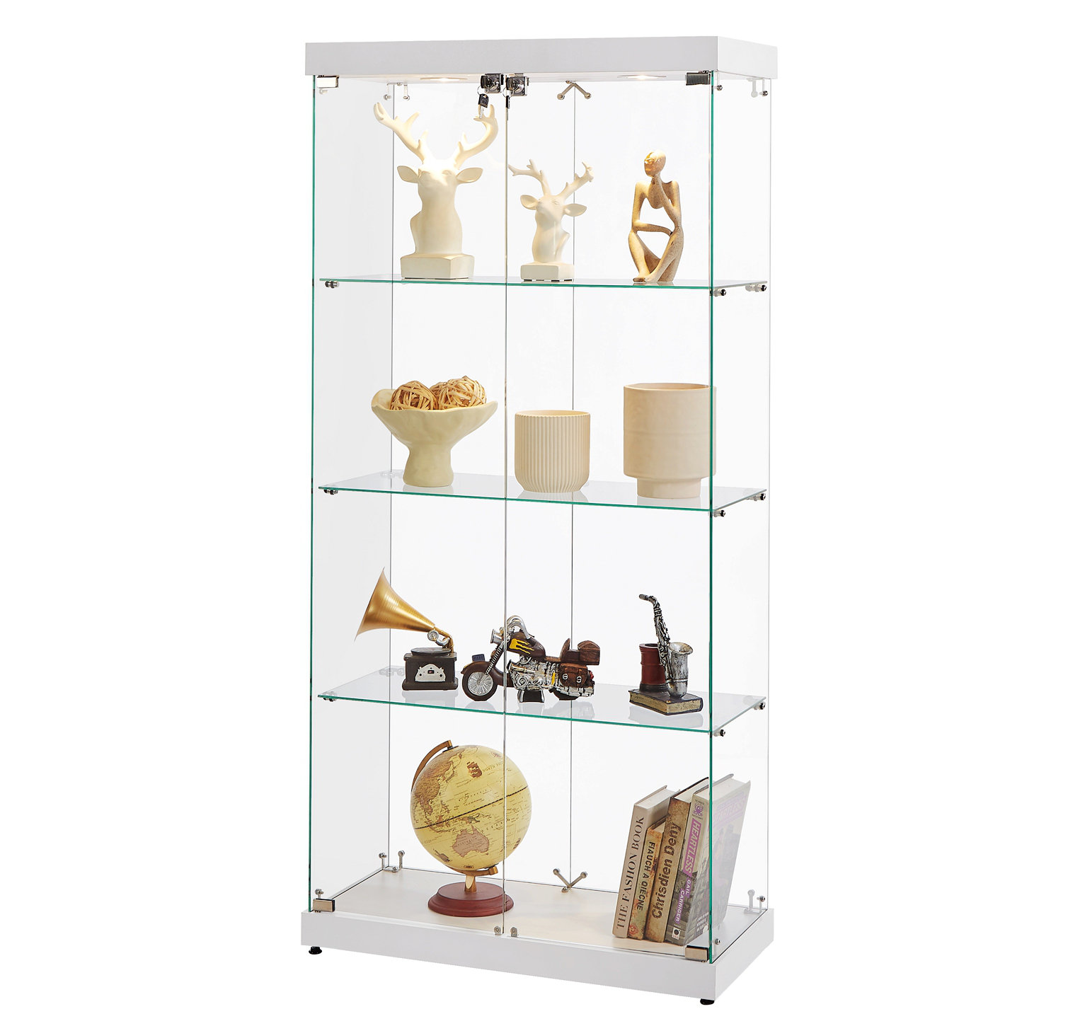 Ivy Bronx 4-Tier Glass Display Cabinet, Double Door Glass Cabinet | Wayfair