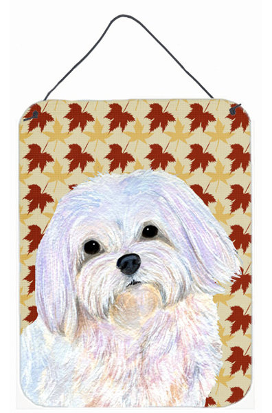 Bless international Maltese Fall Leaves Portrait On Metal by Suzanne ...