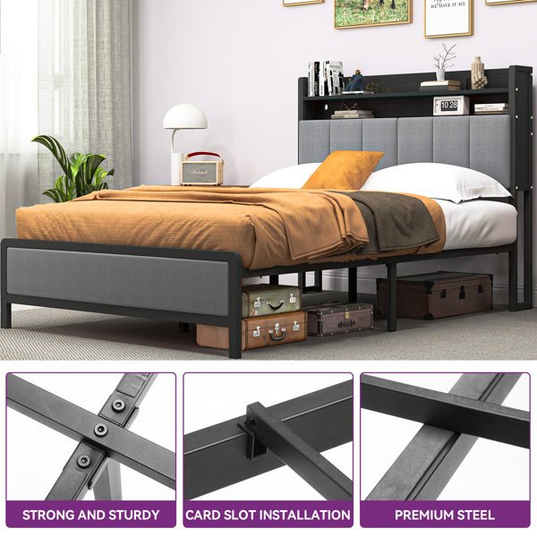 Wade Logan® Arlayne Upholstered Storage Bed with Storage Headboard ...