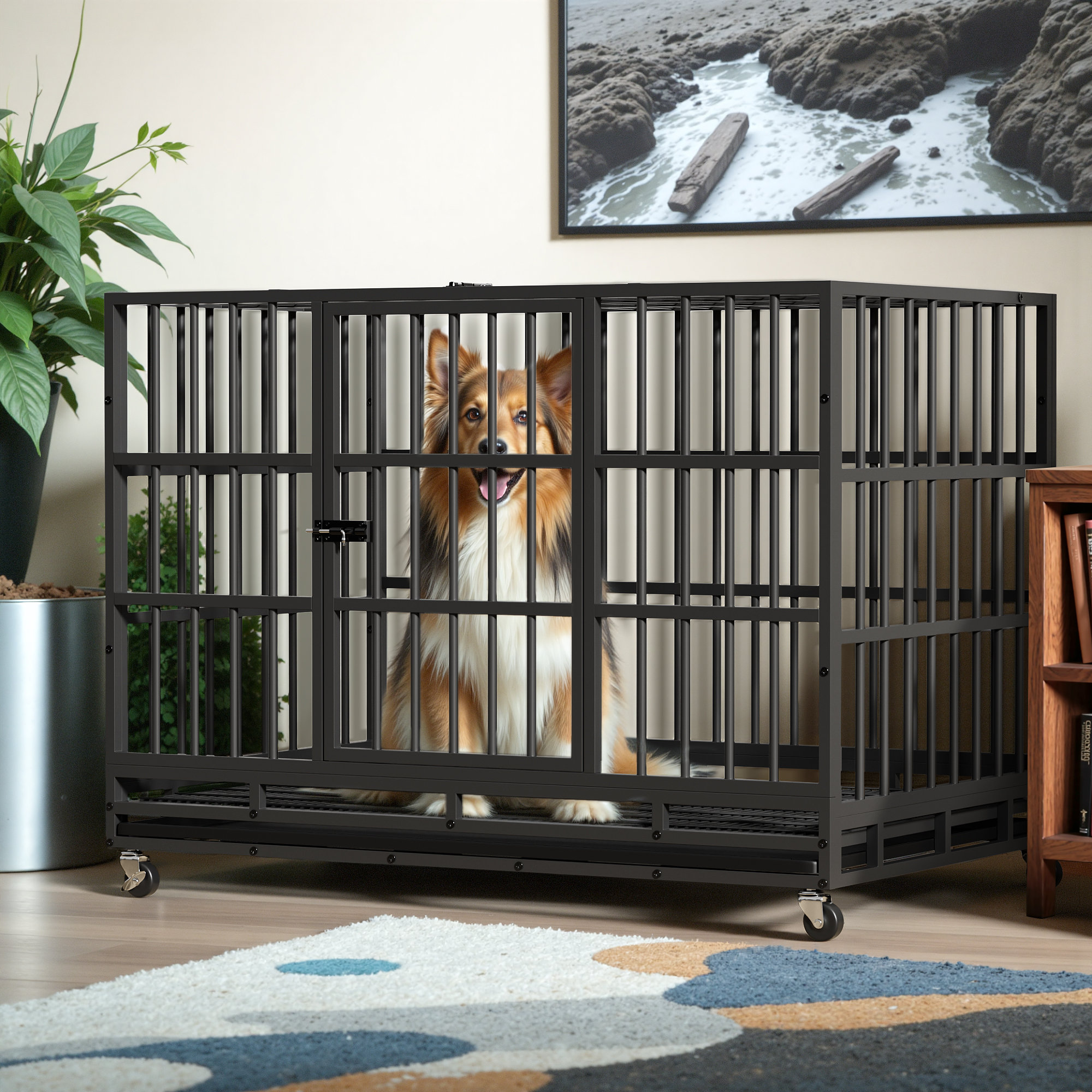 Archie & Oscar™ Black Folding Metal Dog Crate With Removable Tray ...