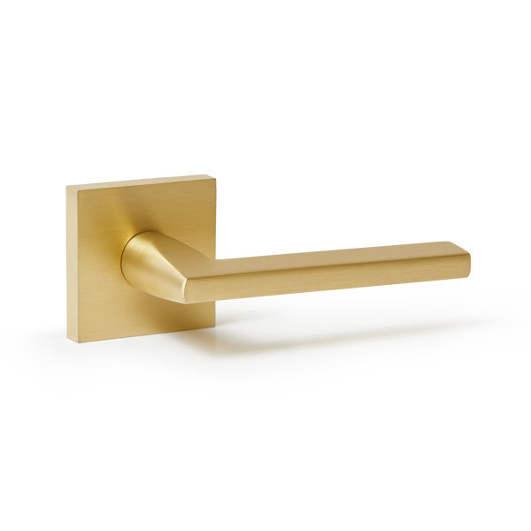 Explore Hardware Monaco Solid Metal Satin Gold Lever Door Handle | Wayfair