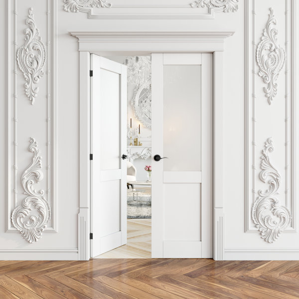 ARK DESIGN Interior Frosted Glass Paneled French Doors Solid Double ...