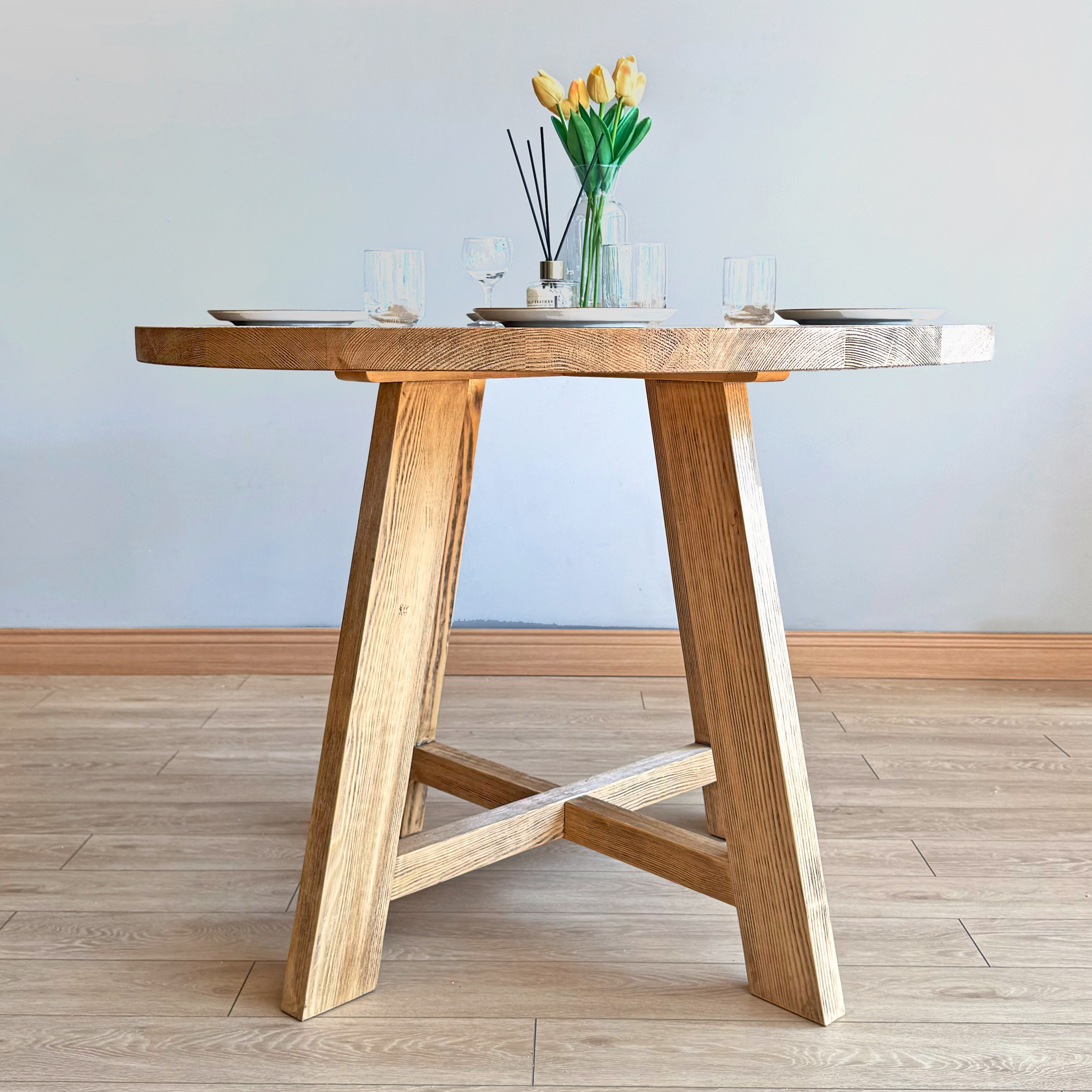 Loon Peak® Amber Solid Wood Round Farmhouse Dining Table, Rustic Design ...