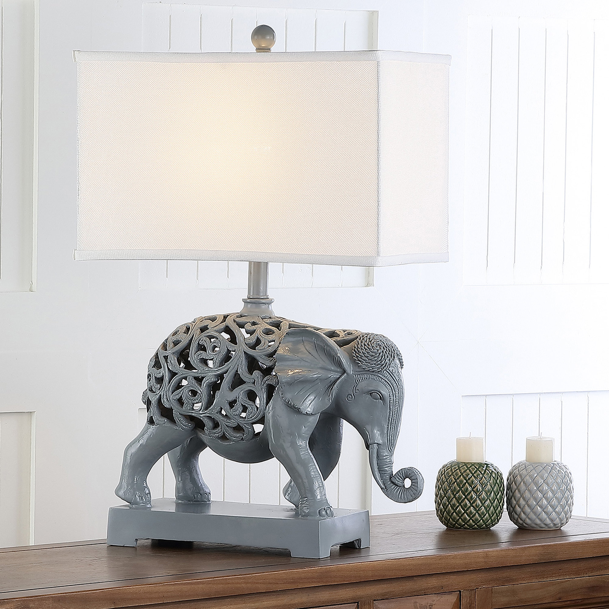 World Menagerie Baillargeon 25.5" Grey/Blue Table Lamp Set & Reviews ...