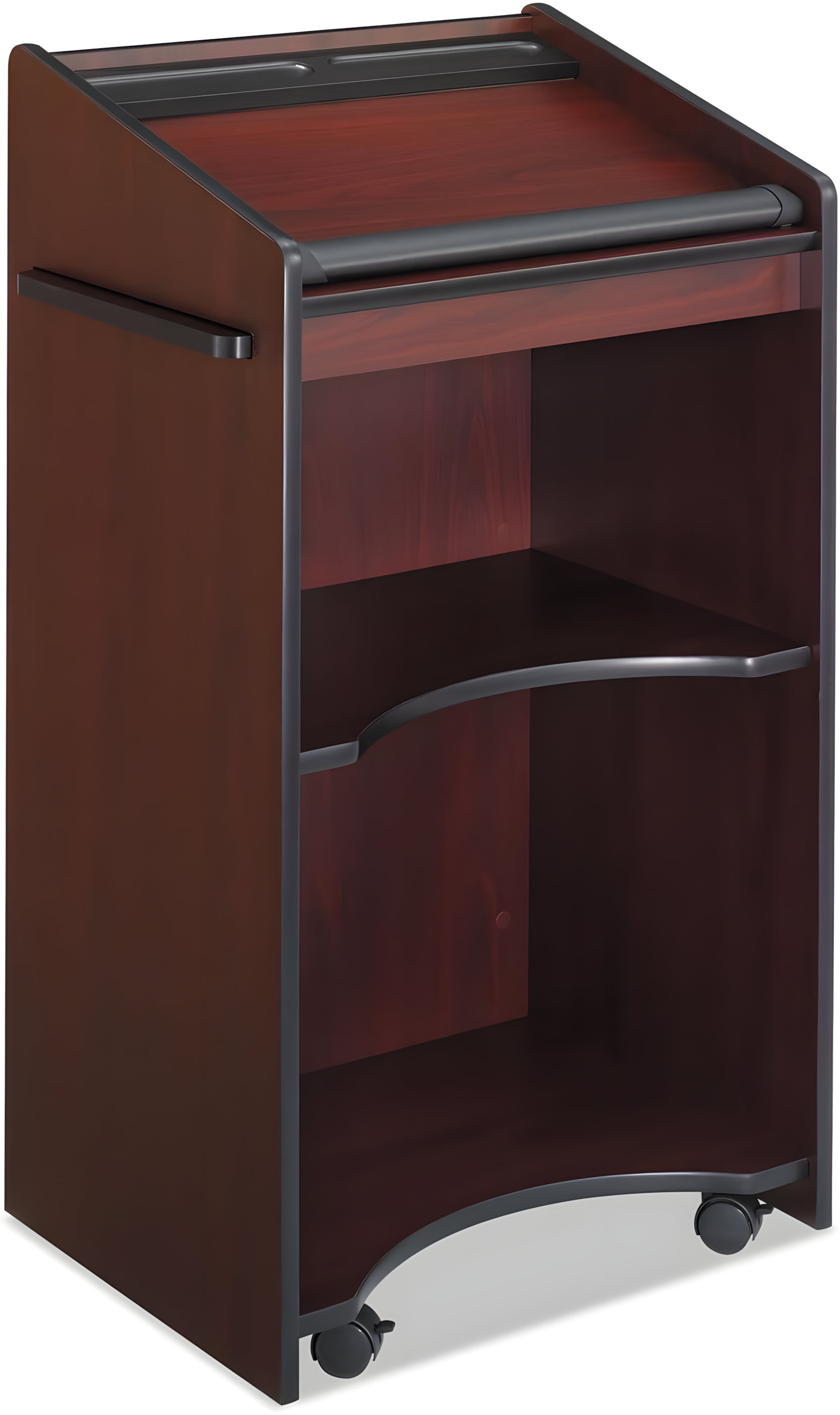 caimen Executive Mobile Lectern With Slide-Out Shelf And Locking Wheels ...