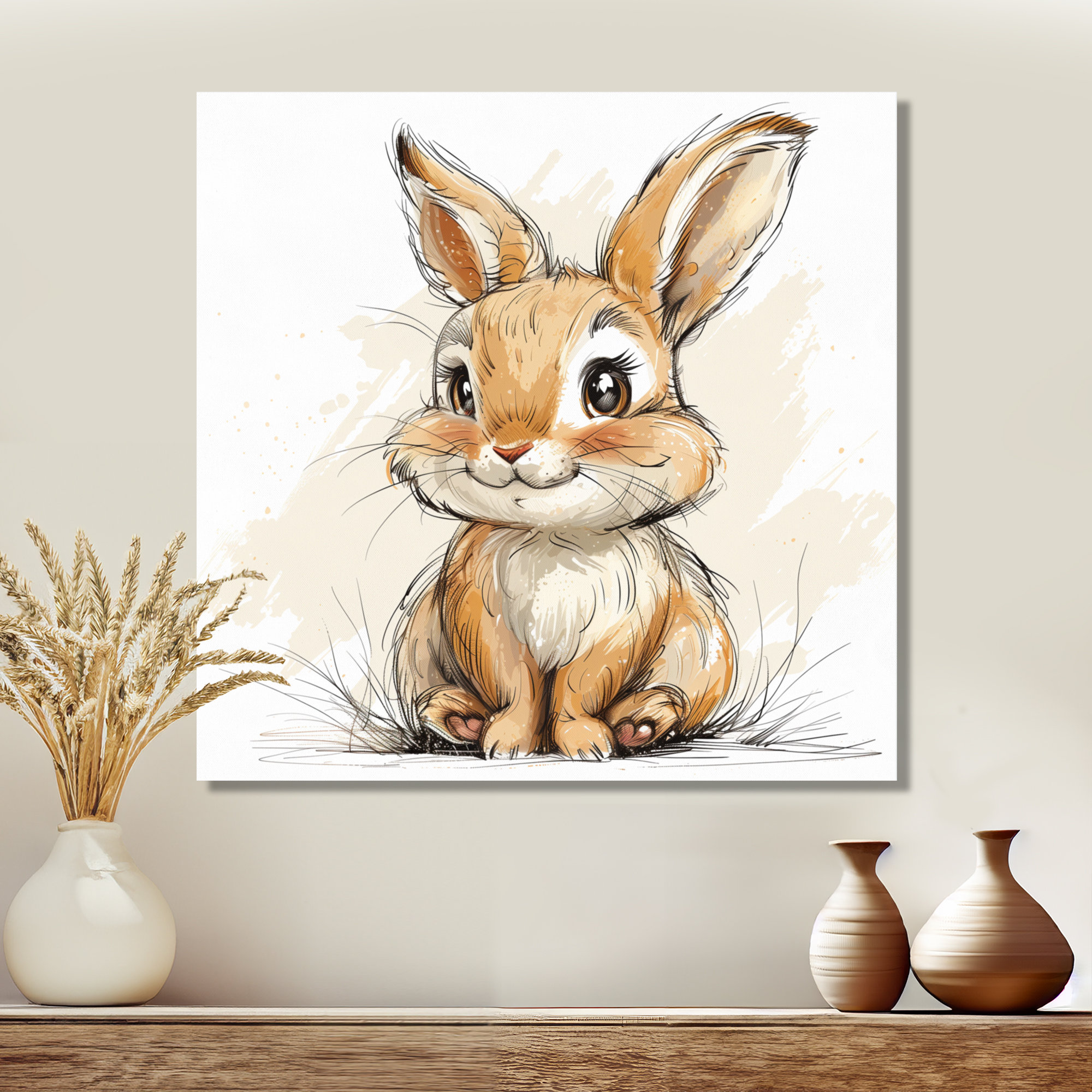 Harper Orchard Cartoon Of Adorable Baby Bunny II - Rabbit Animal Wall ...