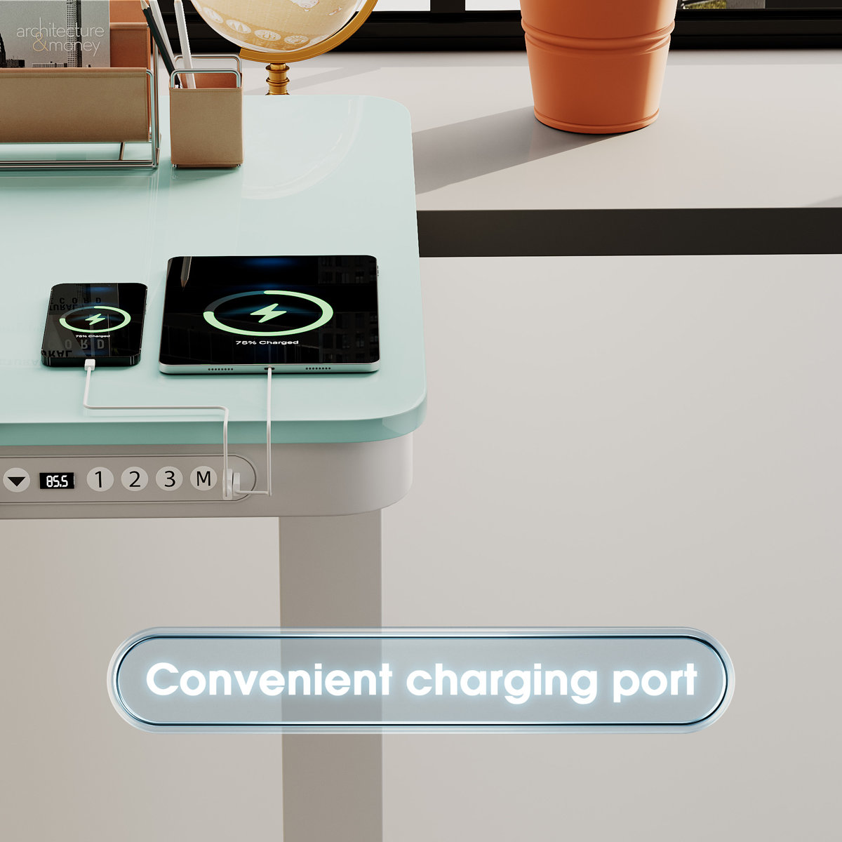 The Twillery Co.® Middletown 48'' W Glass Top Height Adjustable ...