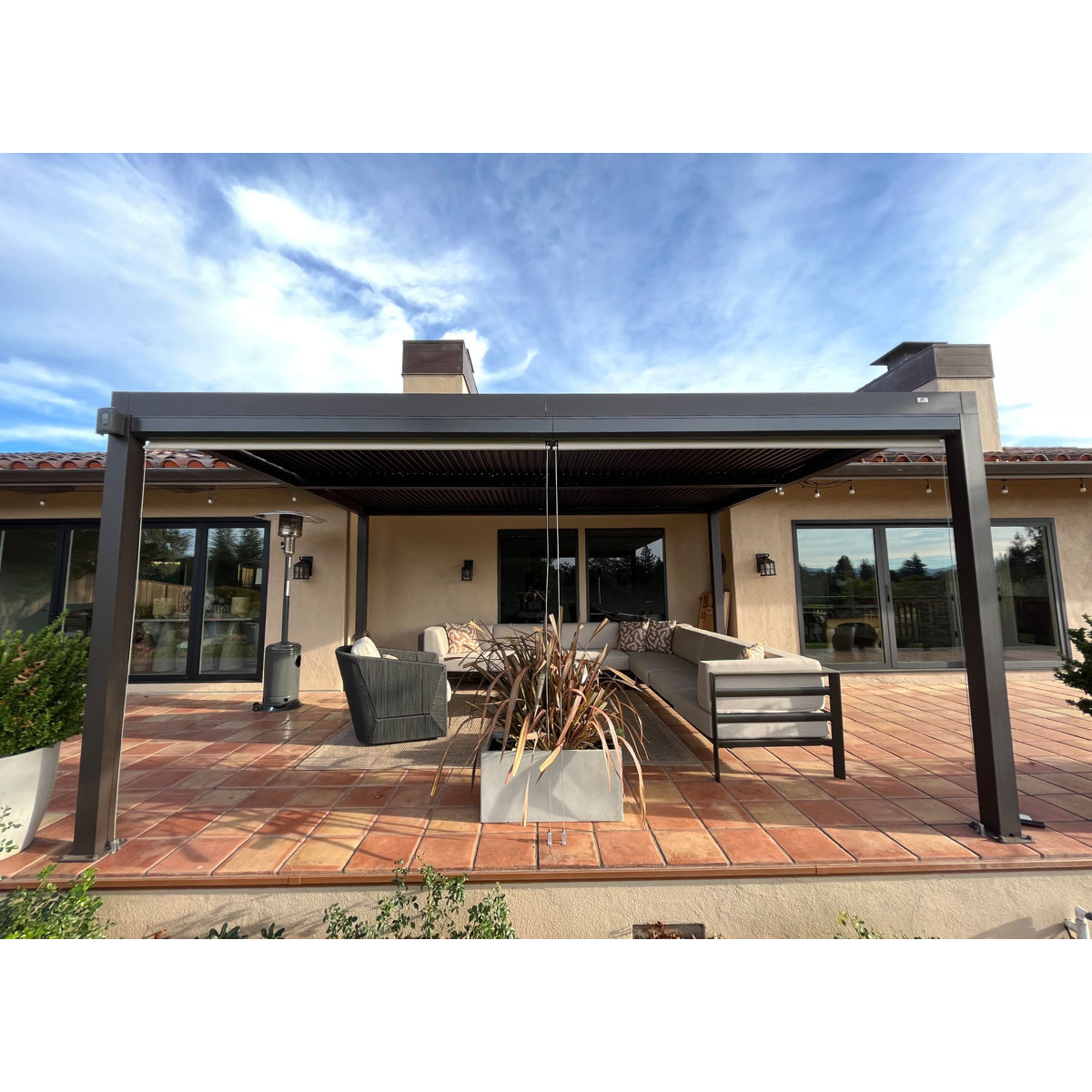 Purple Leaf 12 Ft. W x 16 Ft. D Louvered Pergola Aluminum Pergola with ...