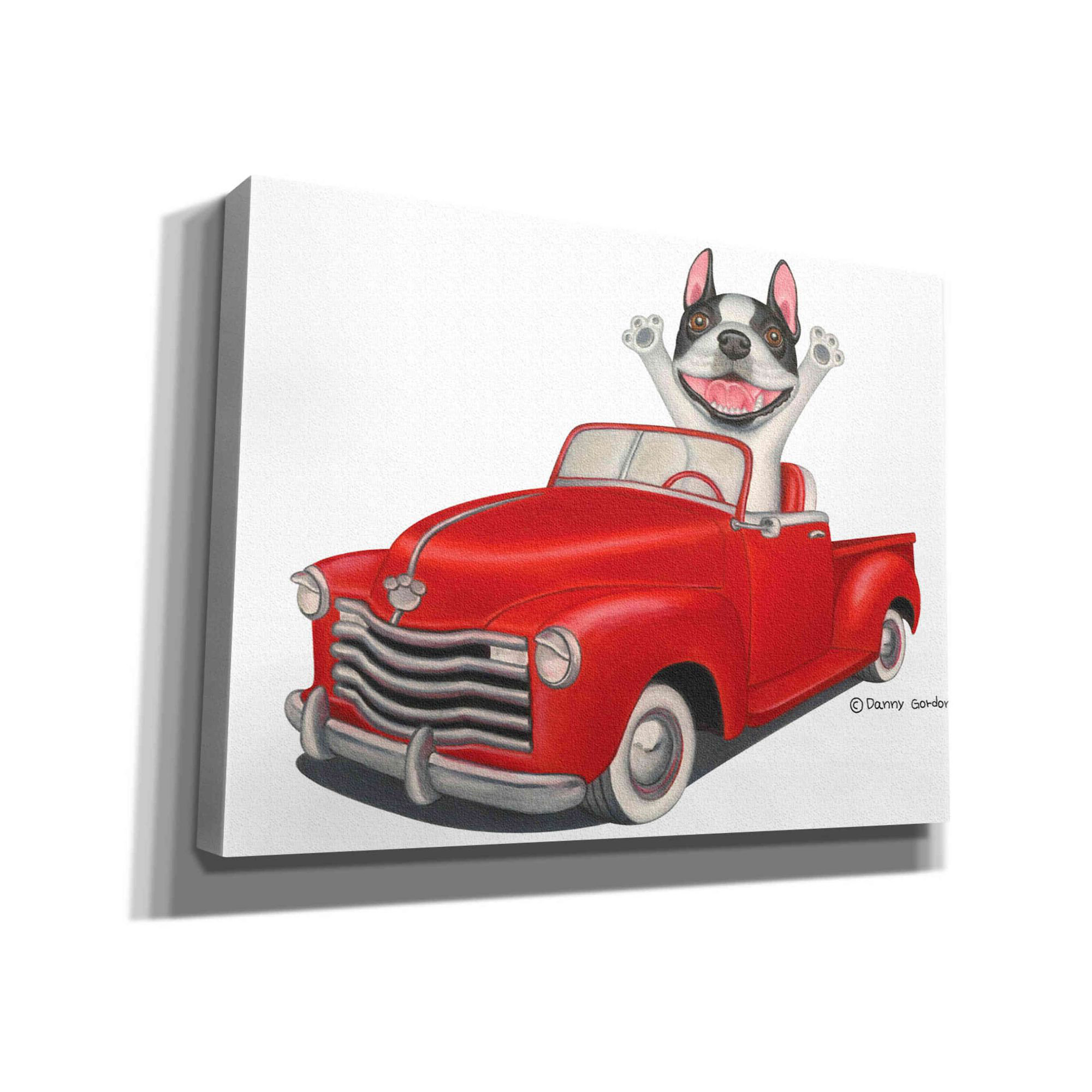 Trinx 'Happy Boston Terrier In Red Truck' By Danny Gordon Art - Wayfair ...
