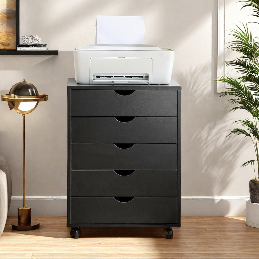 Ebern Designs 5 Drawer Chest Mobile Storage Cabinets Small Wooden ...