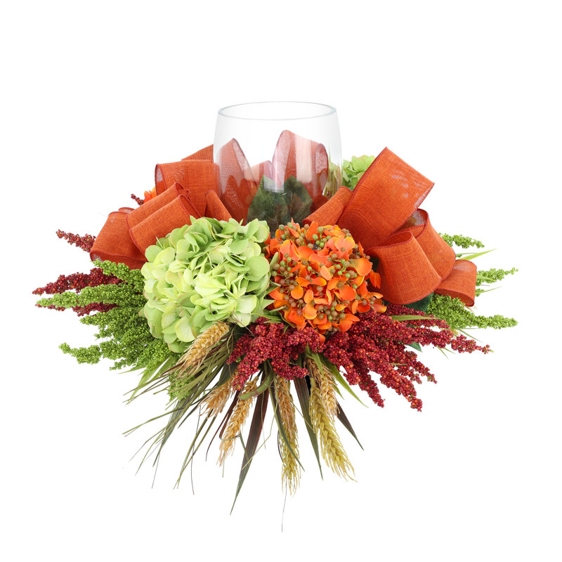 Creative Displays, Inc. Hydrangea Fall Centerpiece with Candleholder ...