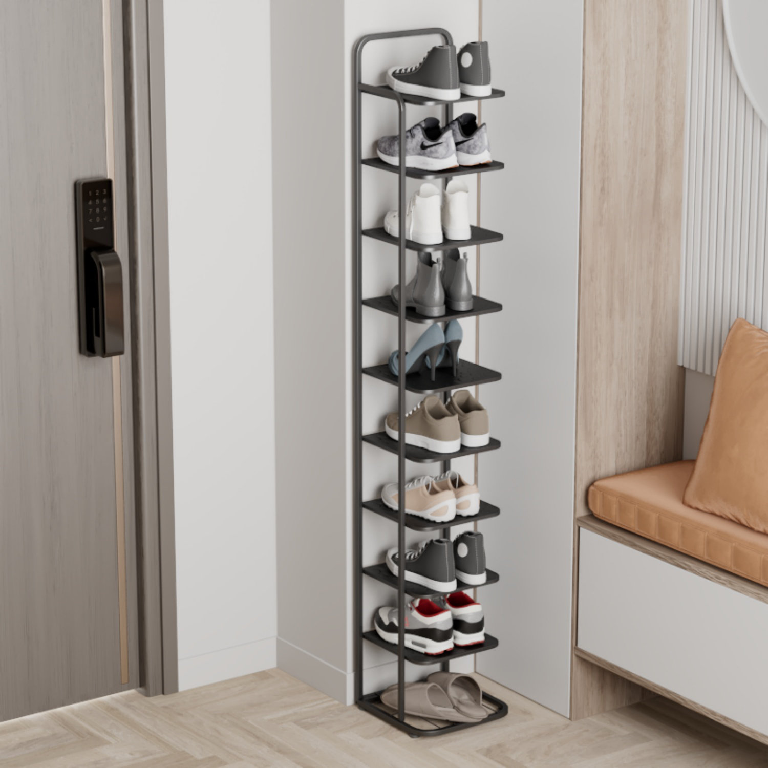 Mercer41 Flat Head Single Rod Shoe Rack 10 Tiers | Wayfair