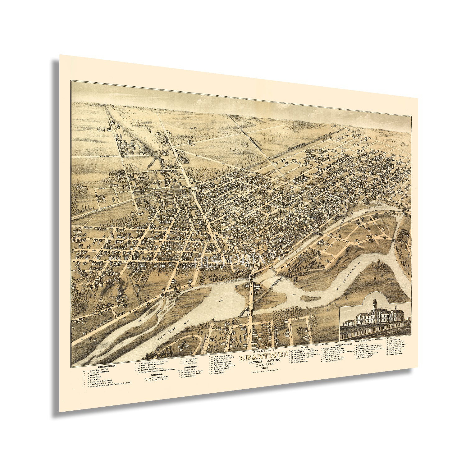 Williston Forge 1875 Vintage Brantford Canada Map Poster On Paper Print ...