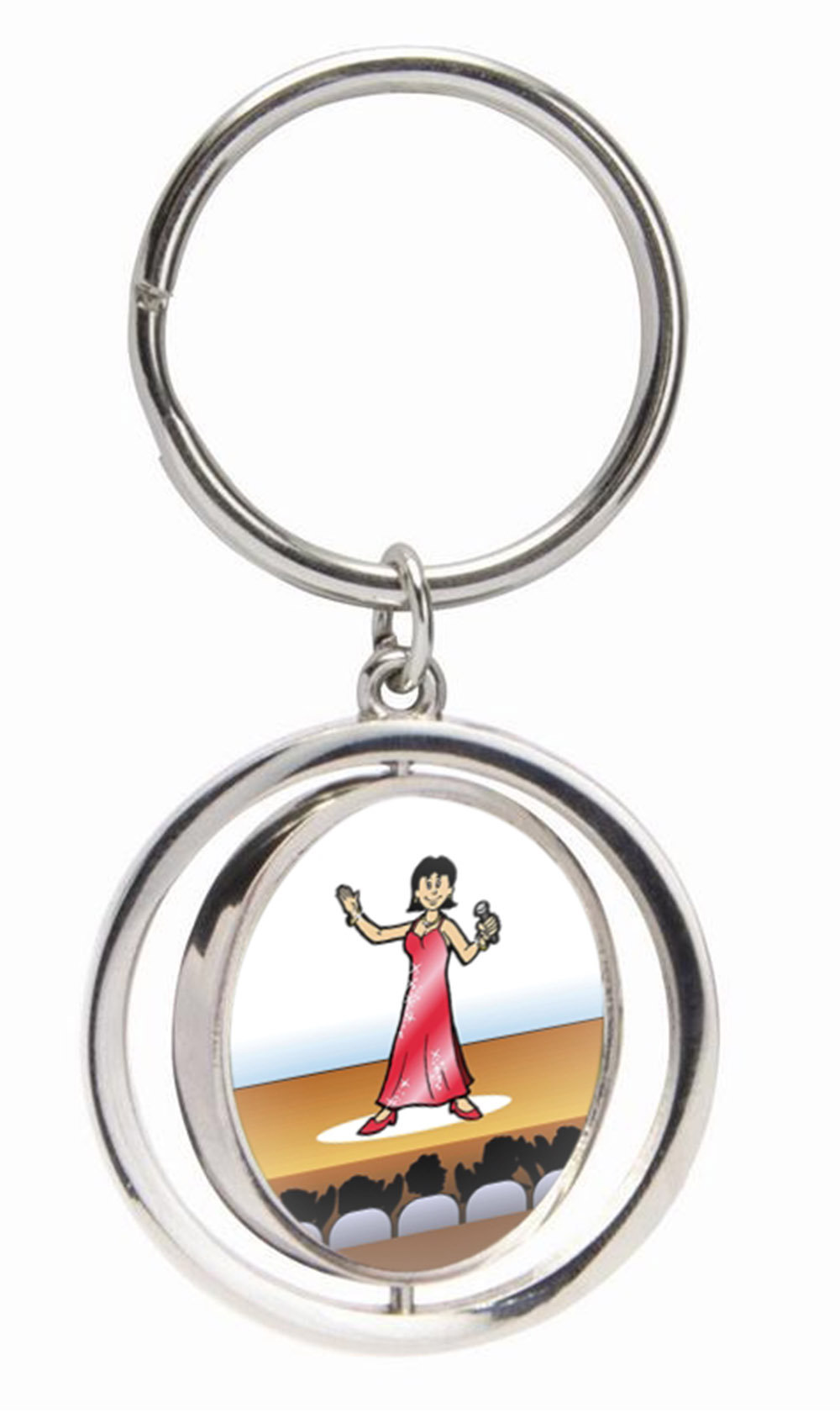 Printed Perfection Personalized Singer - Female Small Spinning Key ...