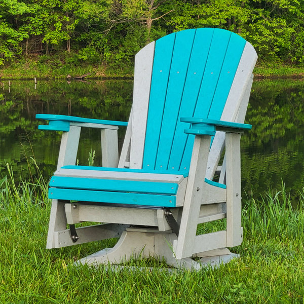 Rosecliff Heights Benjemin Poly Adirondack Swivel Rocker Aruba Blue And ...