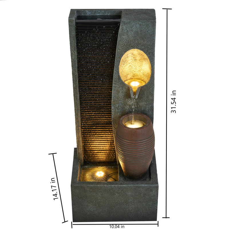 Hi-Line Gift Ltd. 32" H Rainfall Vase Fountain with 3 Warm White LEDS ...