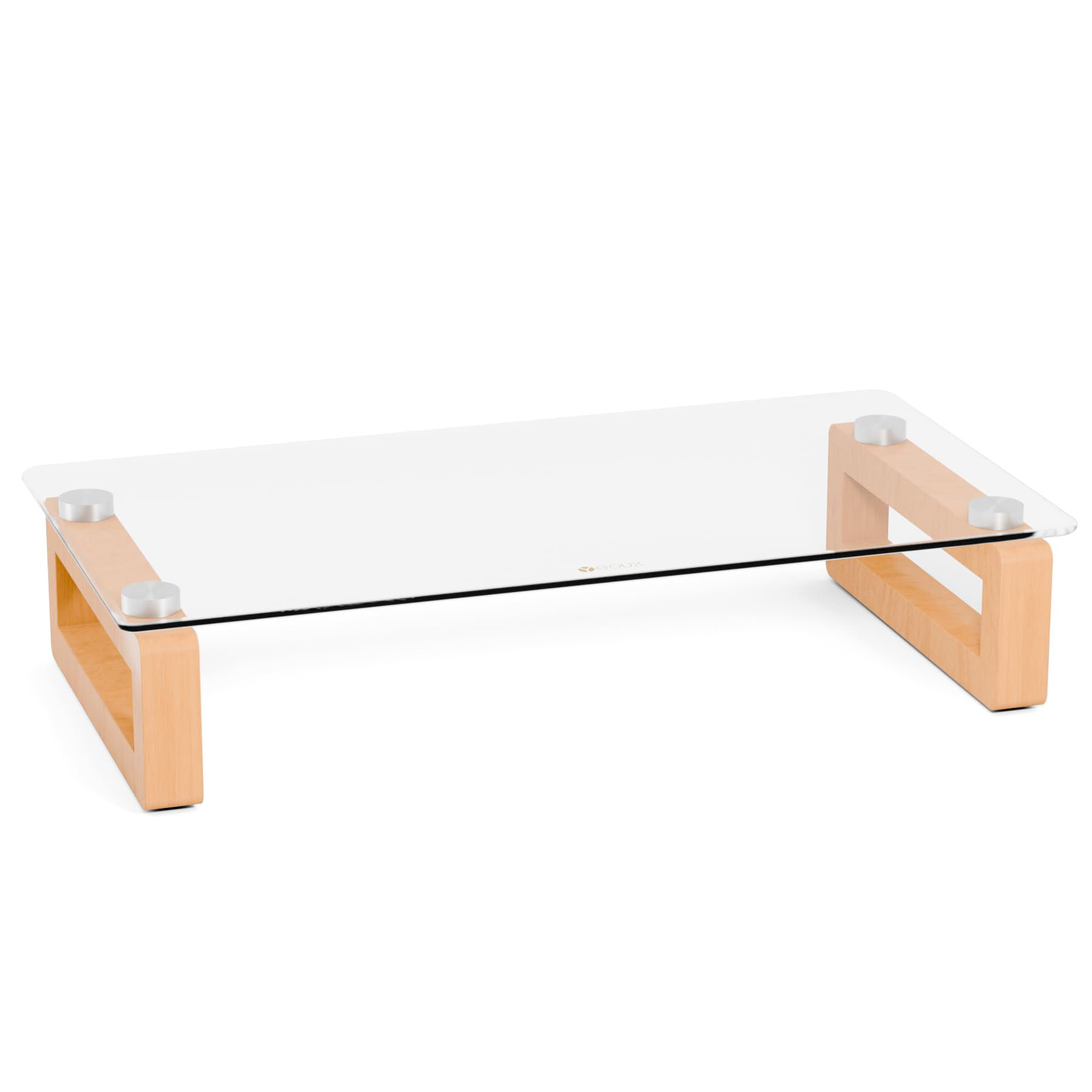 Hokku Designs Glass Computer Monitor Stand Riser with Wooden Base ...