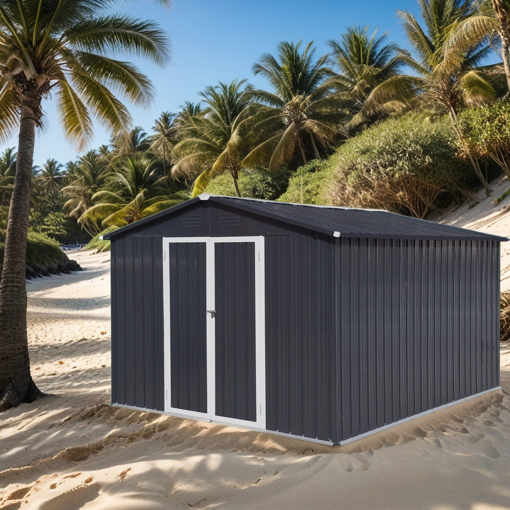 Harmony Edge 10 Ft X 8 Ft Metal Storage Shed Dark-Grey with Window ...