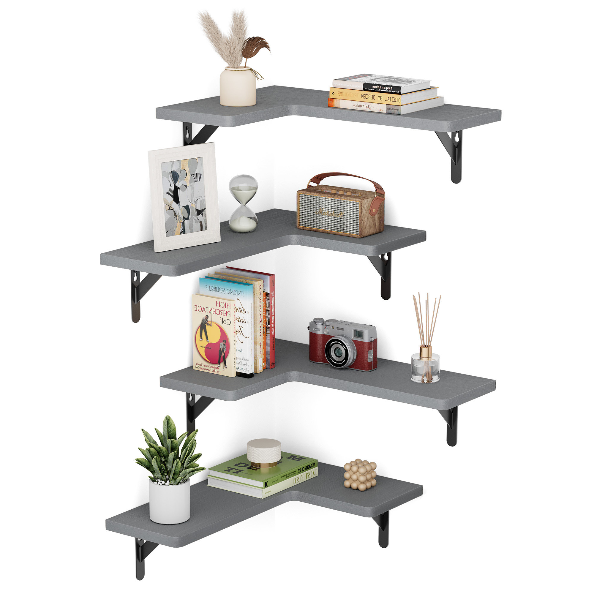 17 Stories Tilia 4 Piece L-Shaped Corner Shelf & Reviews | Wayfair