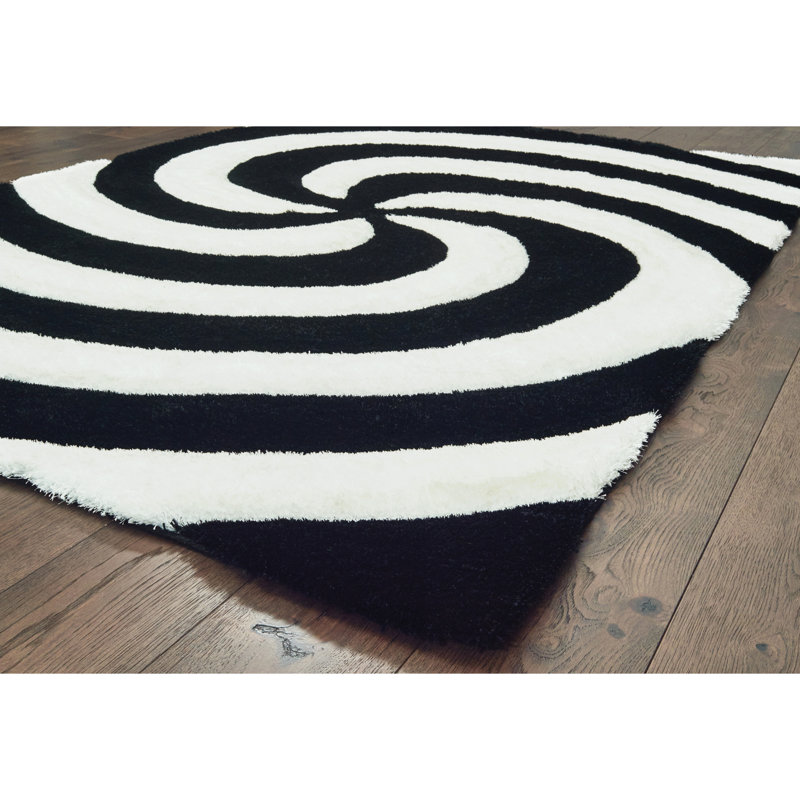 Wrought Studio Fitts Performance Jet Black/Pure White Rug & Reviews ...