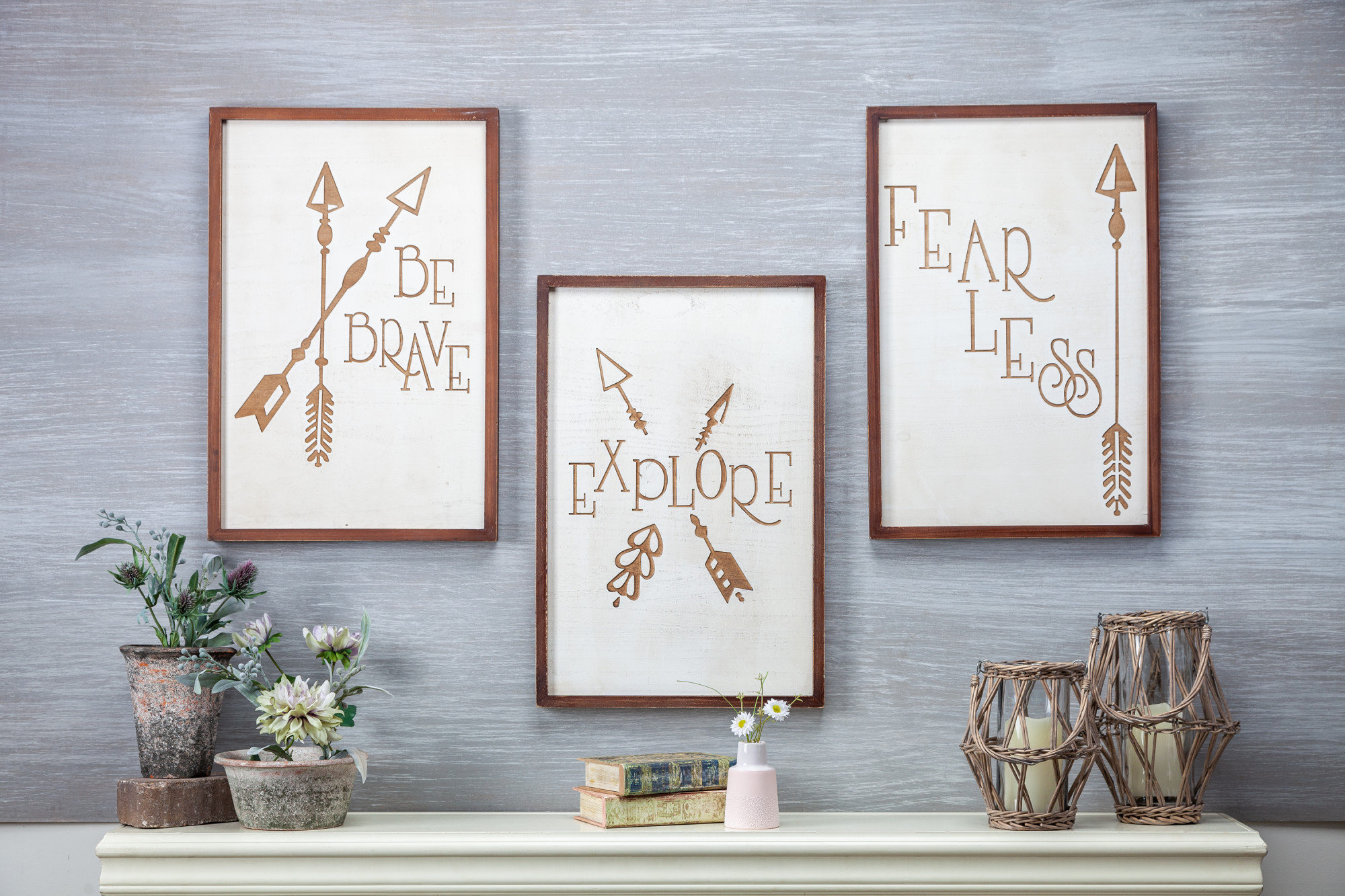Foundry Select Set Of Three Laser Engraved Wooden Inspirational Wall ...